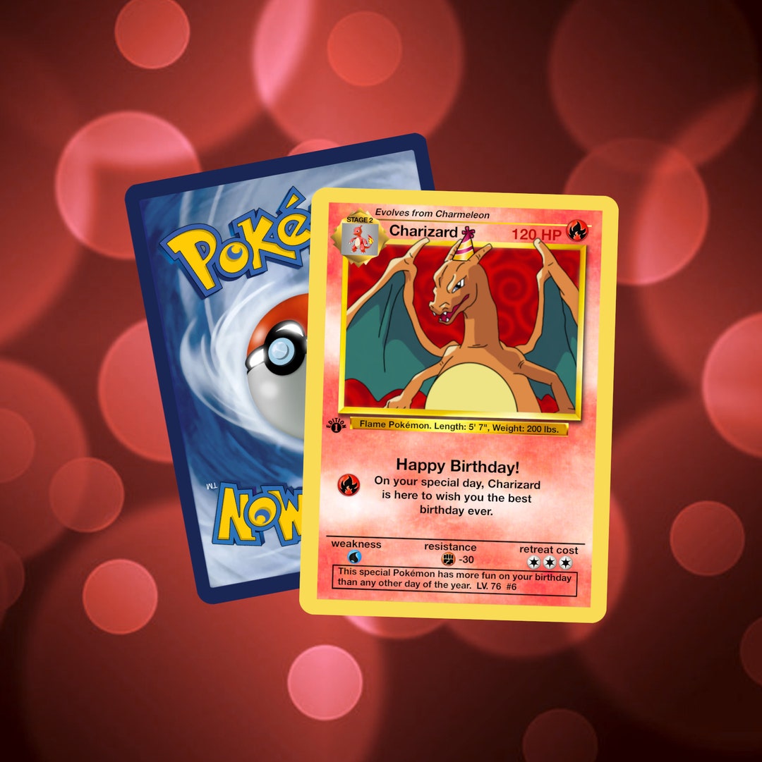 Custom Birthday Charizard Card - Etsy Australia