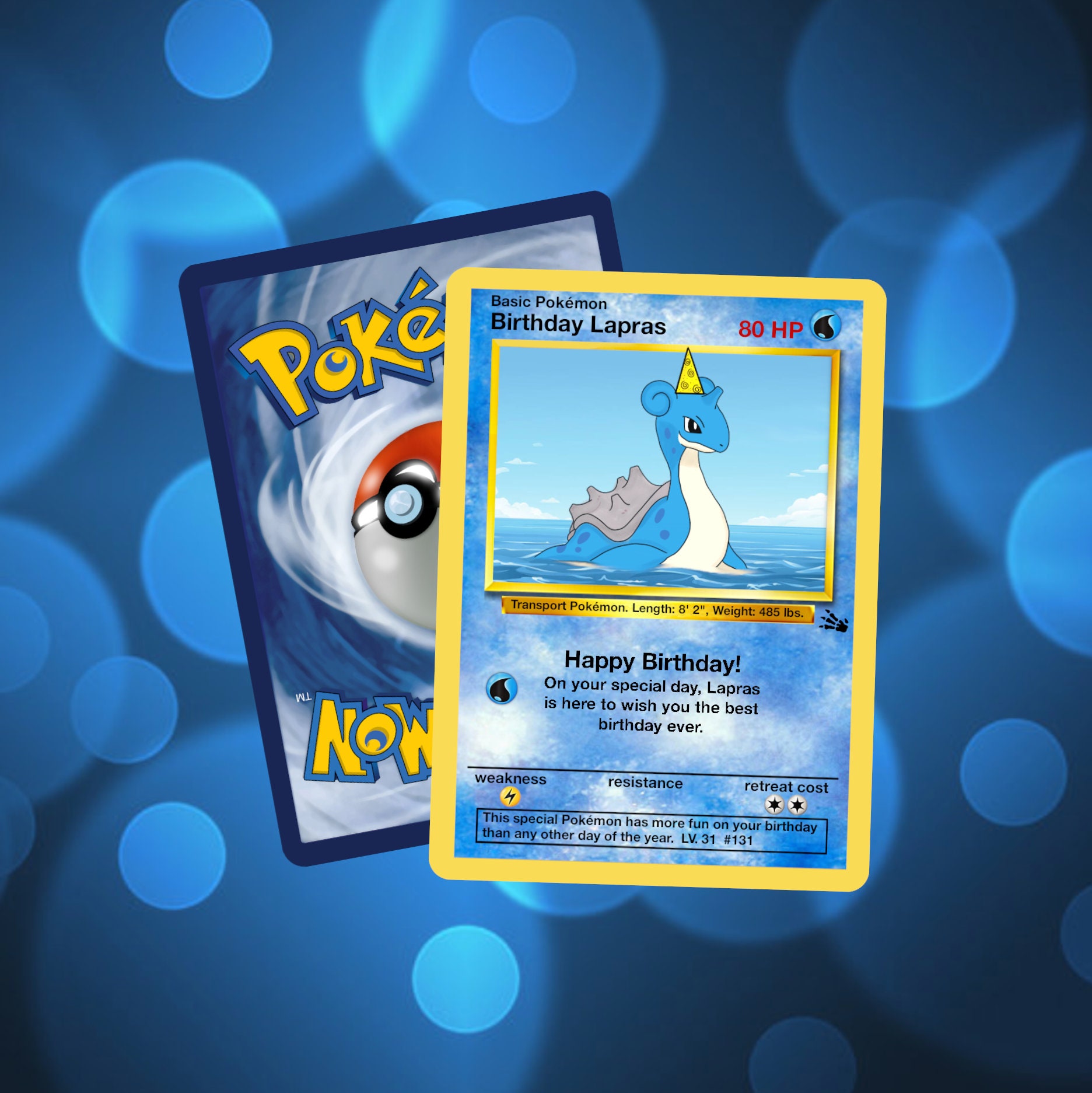 Custom Birthday Lapras Pokemon Card - Etsy