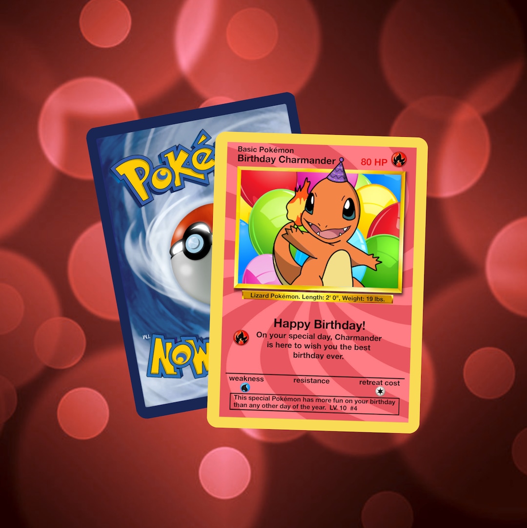 Custom Charmander Birthday Card - Etsy
