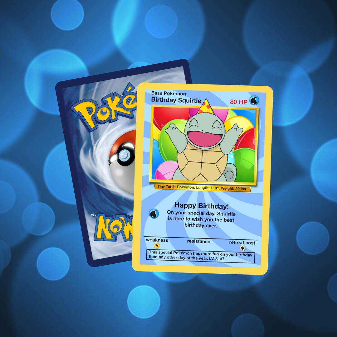 Custom Squirtle Birthday Card - Etsy