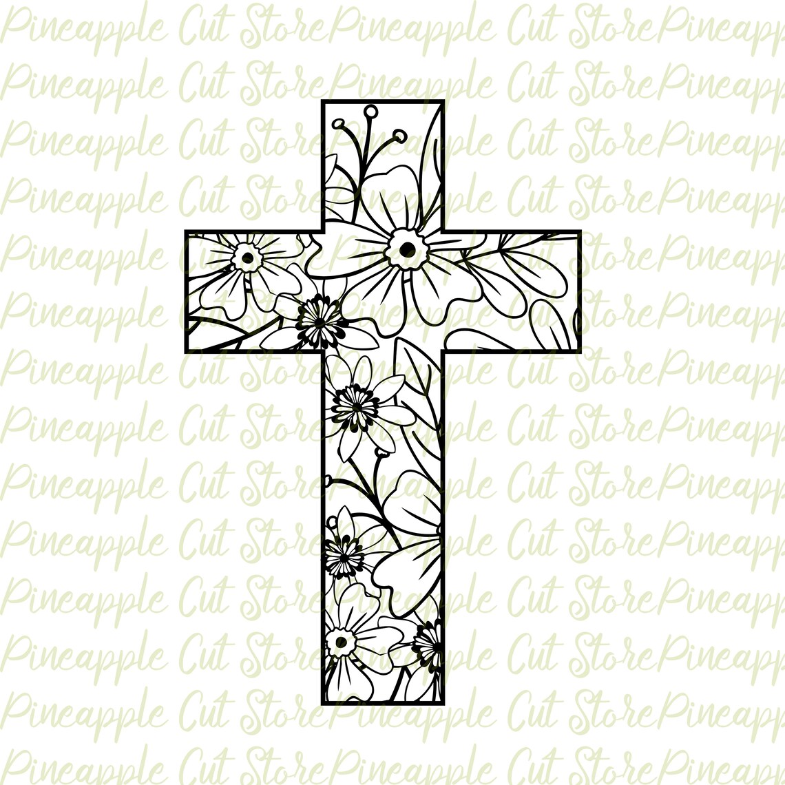 Easter Svg Floral Easter Cross Svg Easter Cross Dxf Png | Etsy