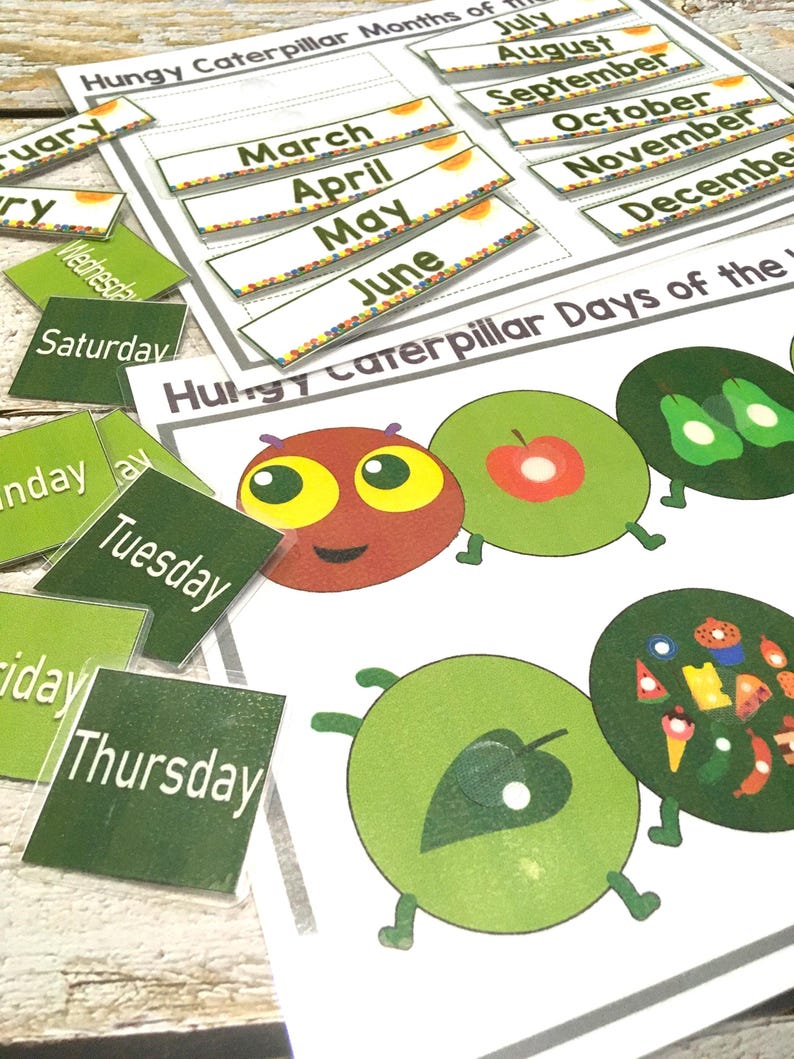 The Very Hungry Caterpillar DAYS of the Week, MONTHS of the Year - Etsy