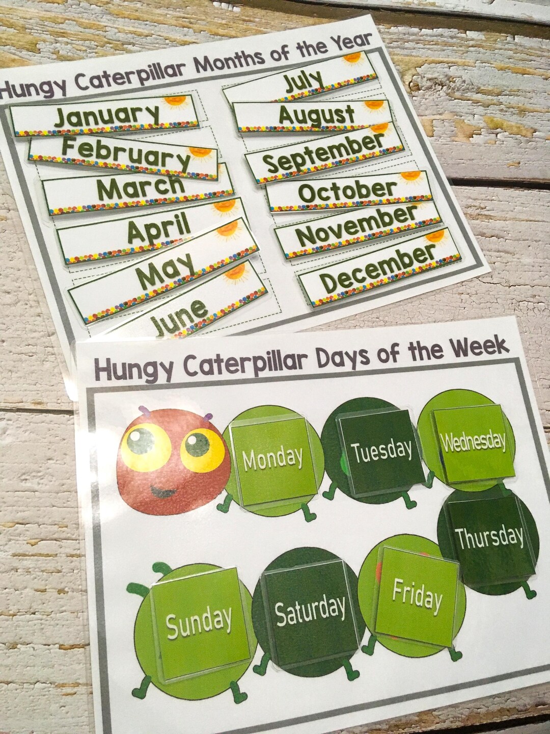 The Very Hungry Caterpillar DAYS of the Week, MONTHS of the Year - Etsy