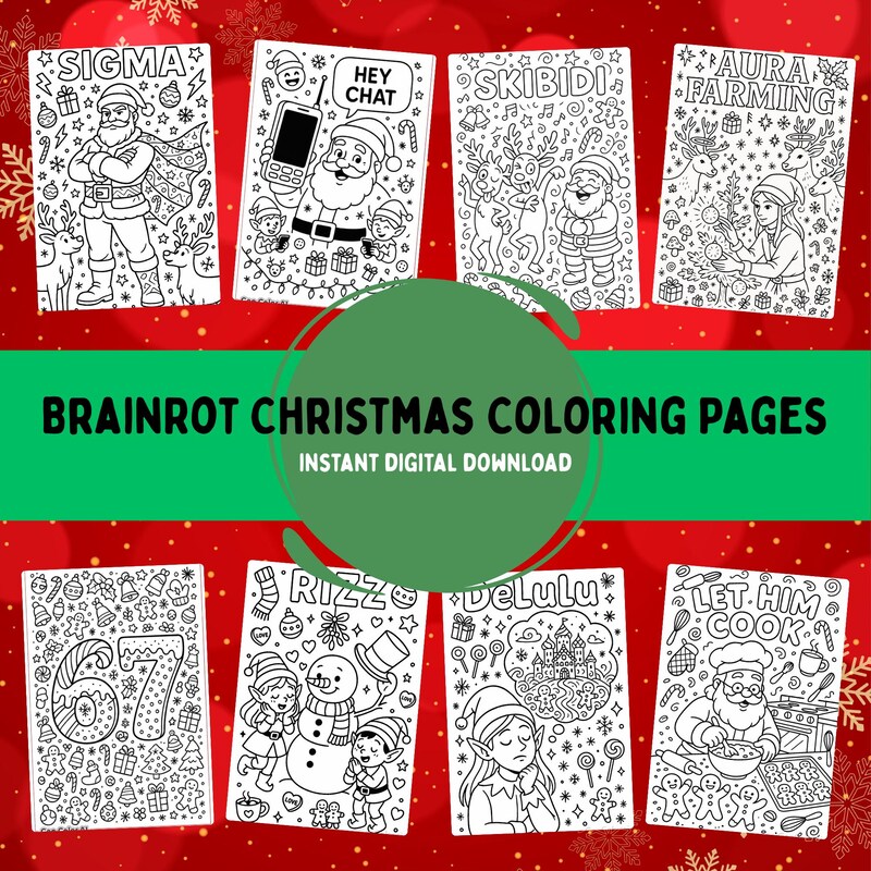 Brainrot Christmas Coloring Pages - Etsy