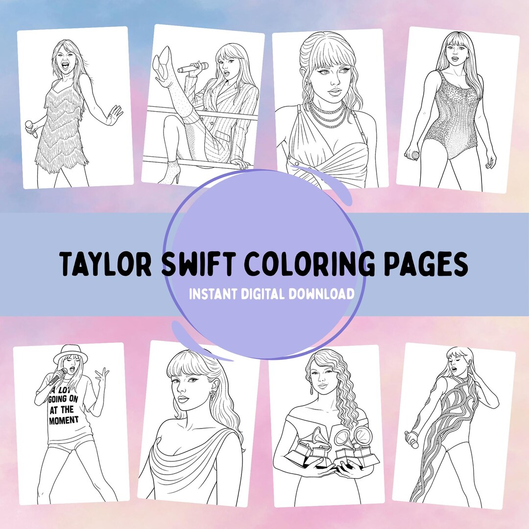 Taylor Swift Coloring Pages | Swiftie Printable Art | Pop Star Coloring ...