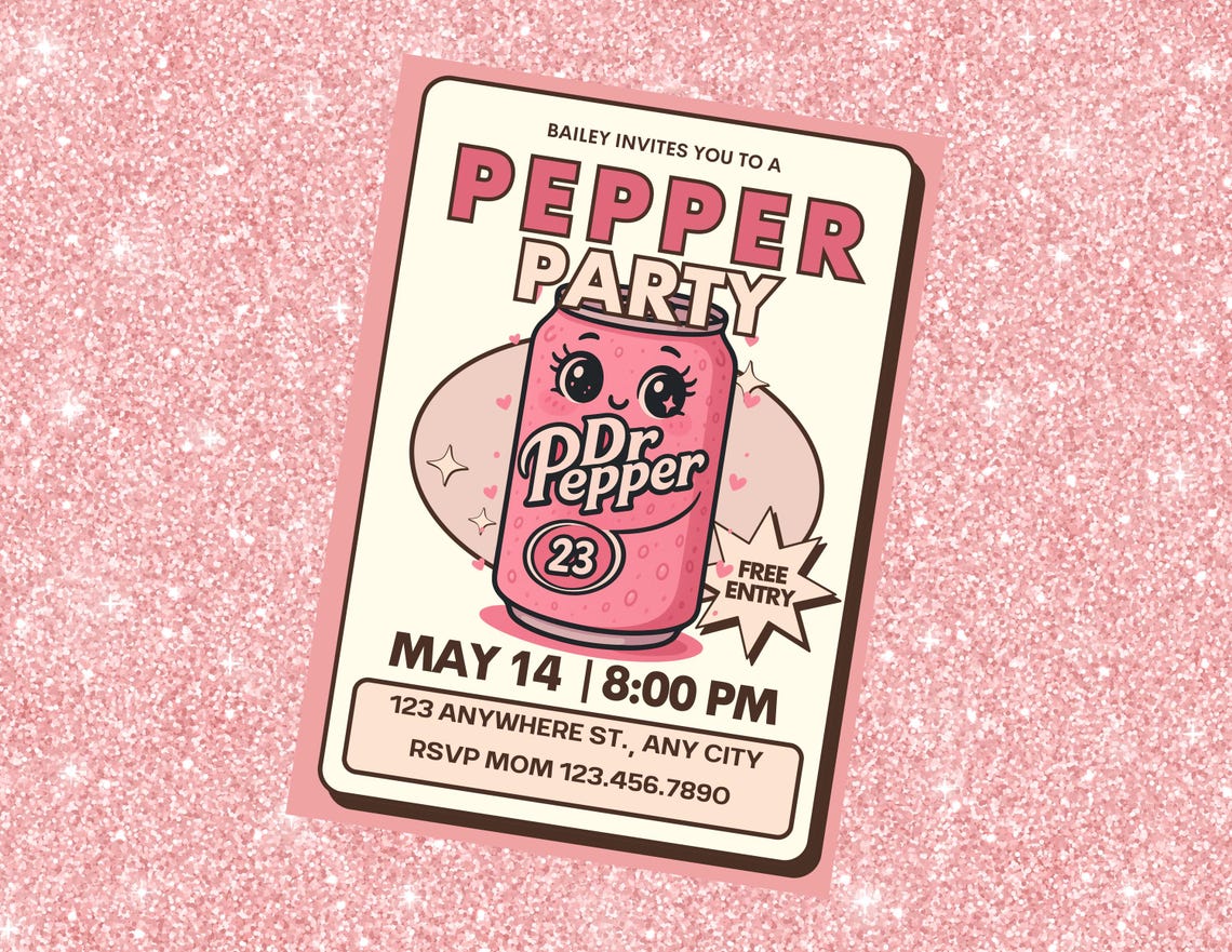 Dr Pepper Lover Birthday Invite | Adorable Birthday | Birthday ...