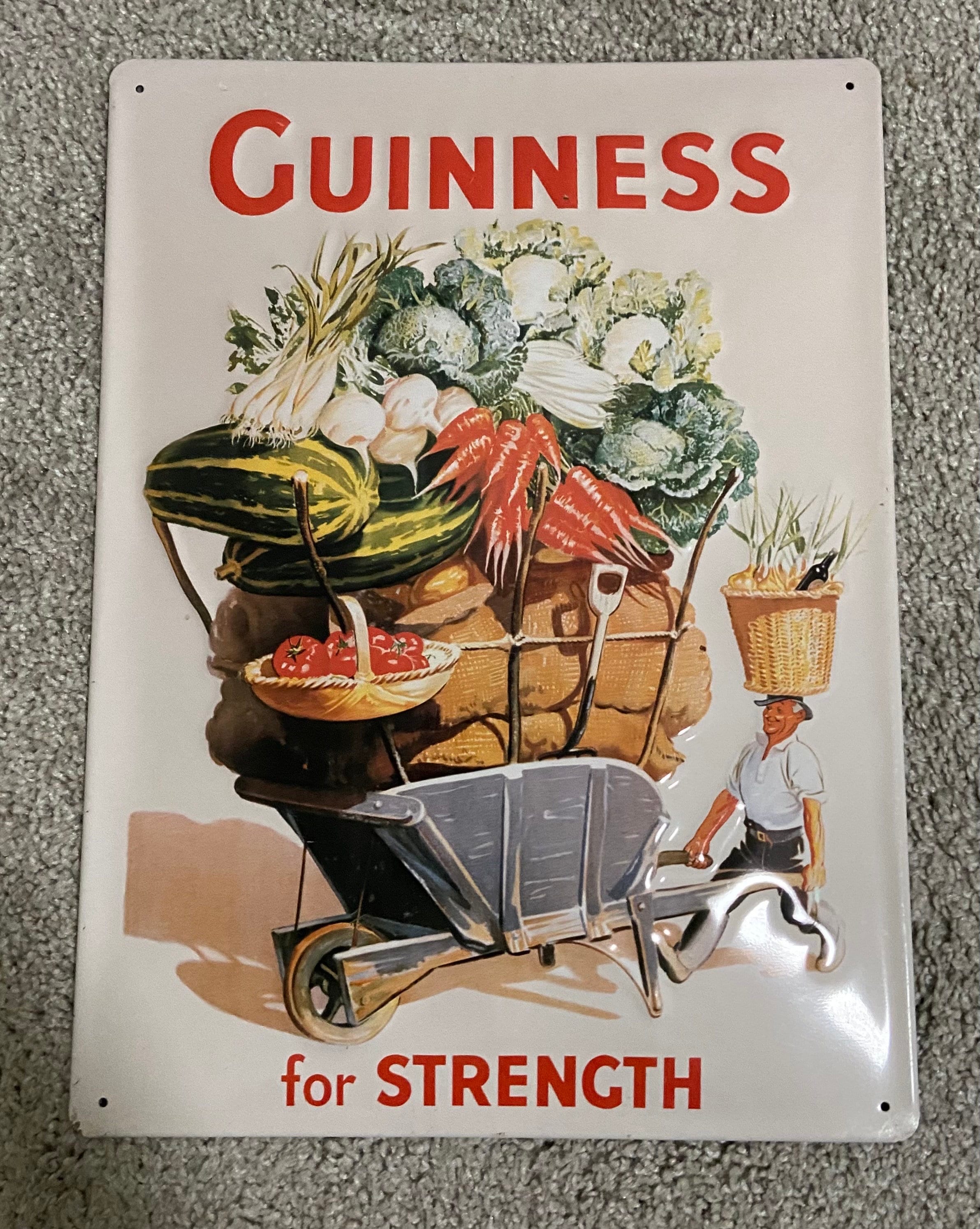 Vintage Guinness Cart Metal Tin Sign Gilroy Art Embossed Guinness for ...