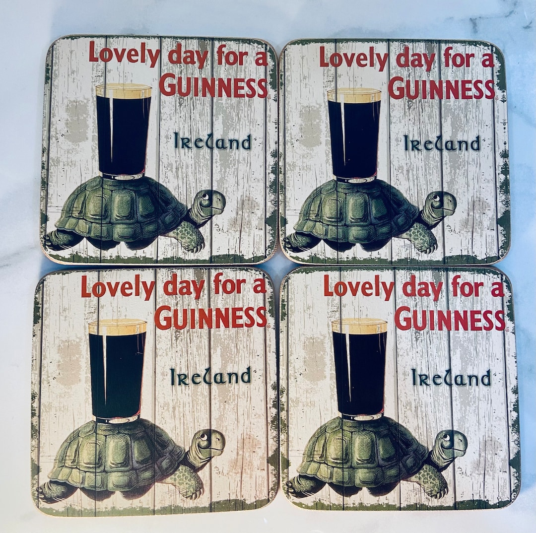 Guinness Turtle Tortoise Coasters Lovely Day for a Guinness Set of 4 - Etsy