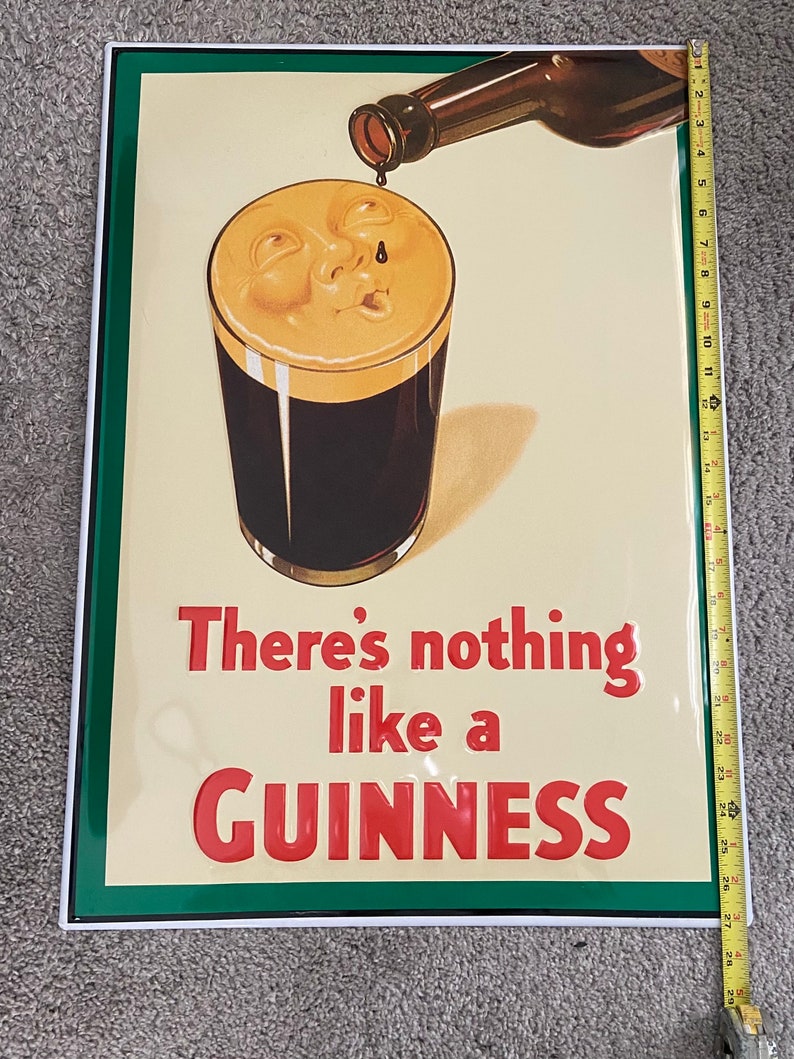 Vintage Guinness Smiling Pint Metal Tin Sign There’s Nothing Like a ...