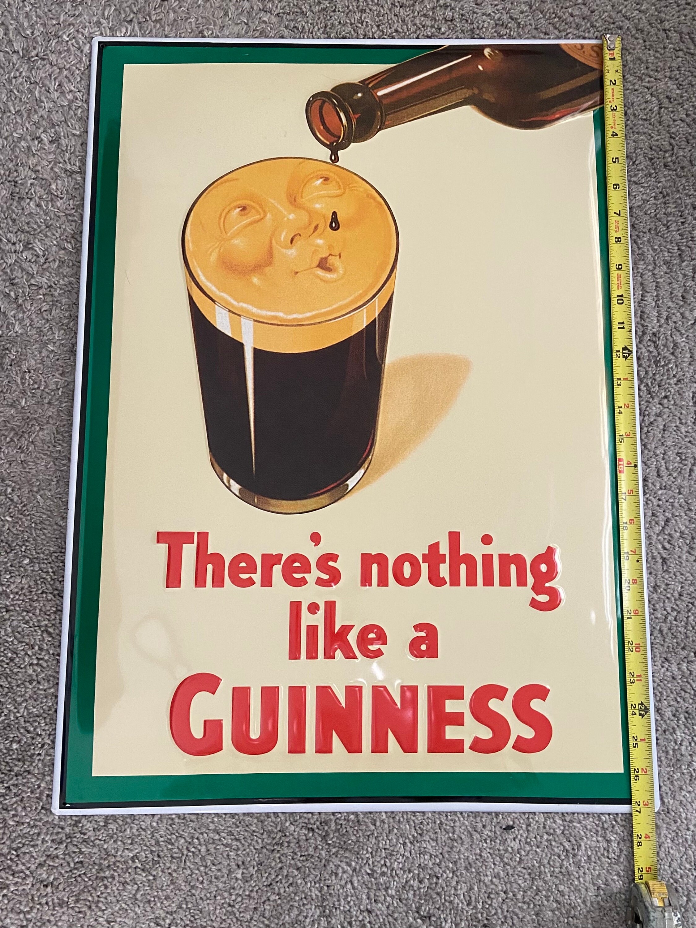 Vintage Guinness Smiling Pint Metal Tin Sign There’s Nothing Like a ...