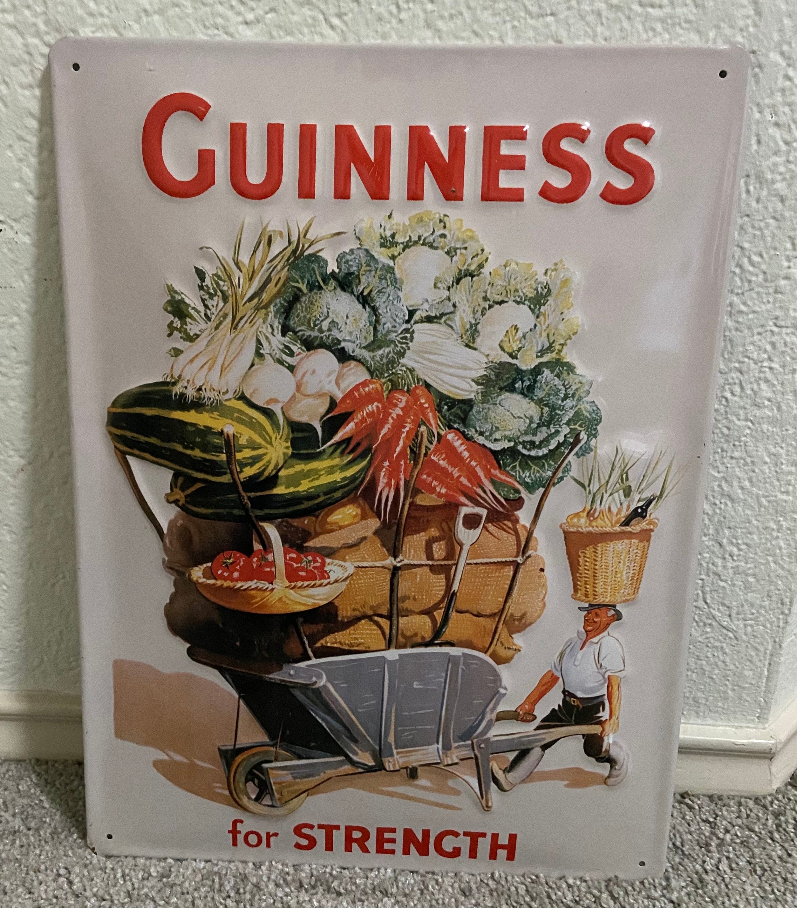Vintage Guinness Cart Metal Tin Sign Gilroy Art Embossed Guinness for ...