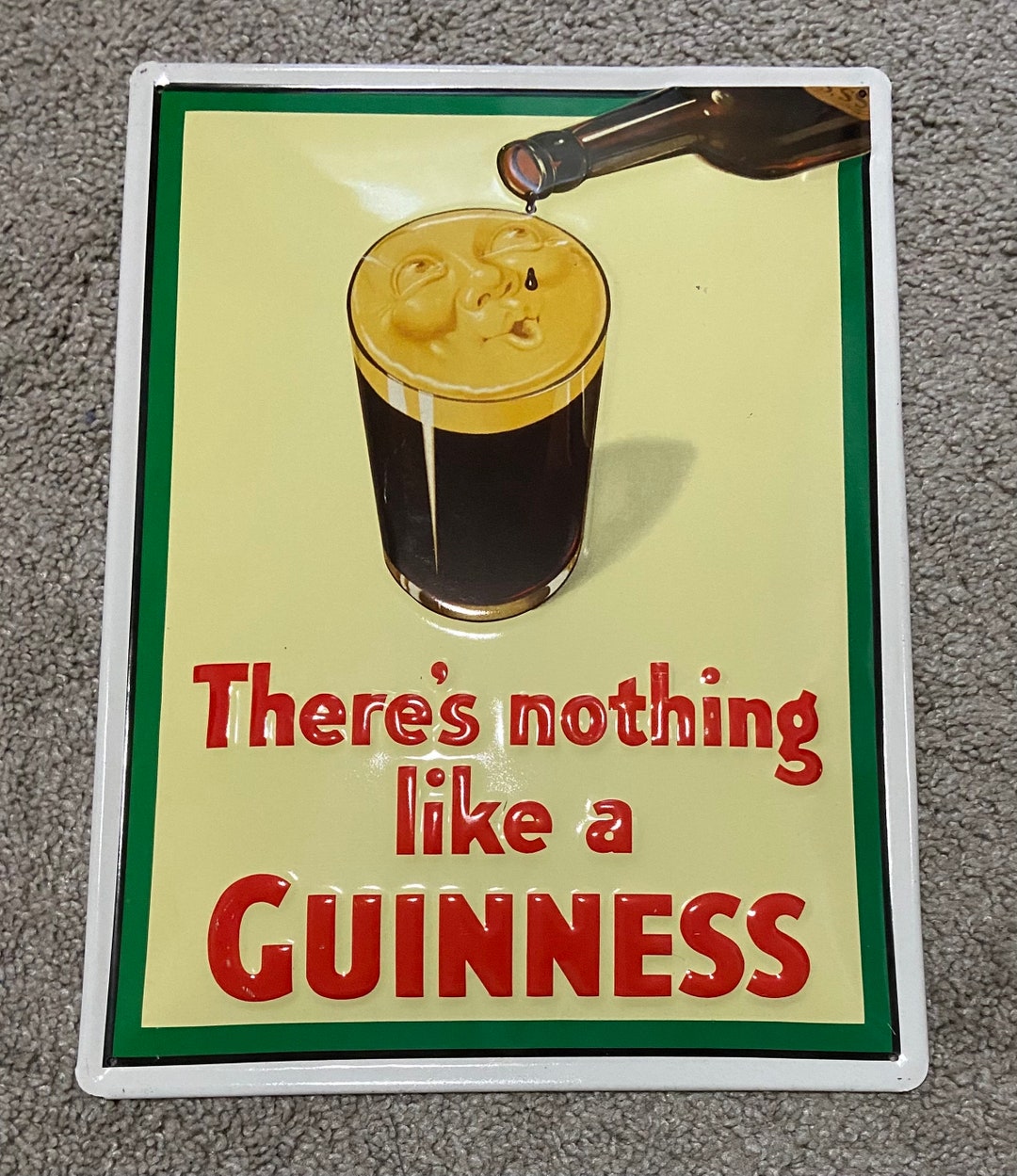 Vintage Guinness Smiling Pint Metal Tin Sign Gilroy Art There’s ...