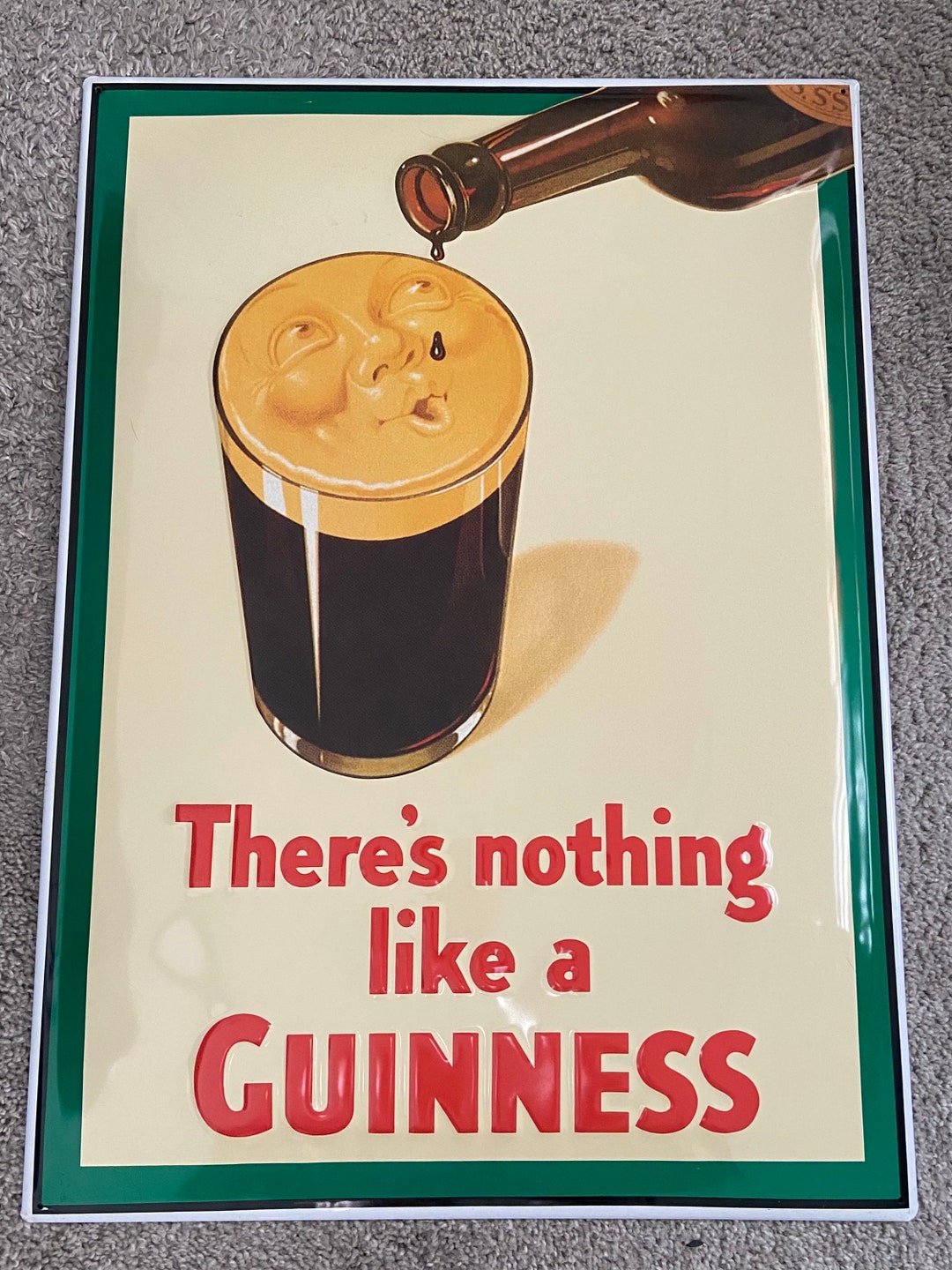 Vintage Guinness Smiling Pint Metal Tin Sign There’s Nothing Like a ...