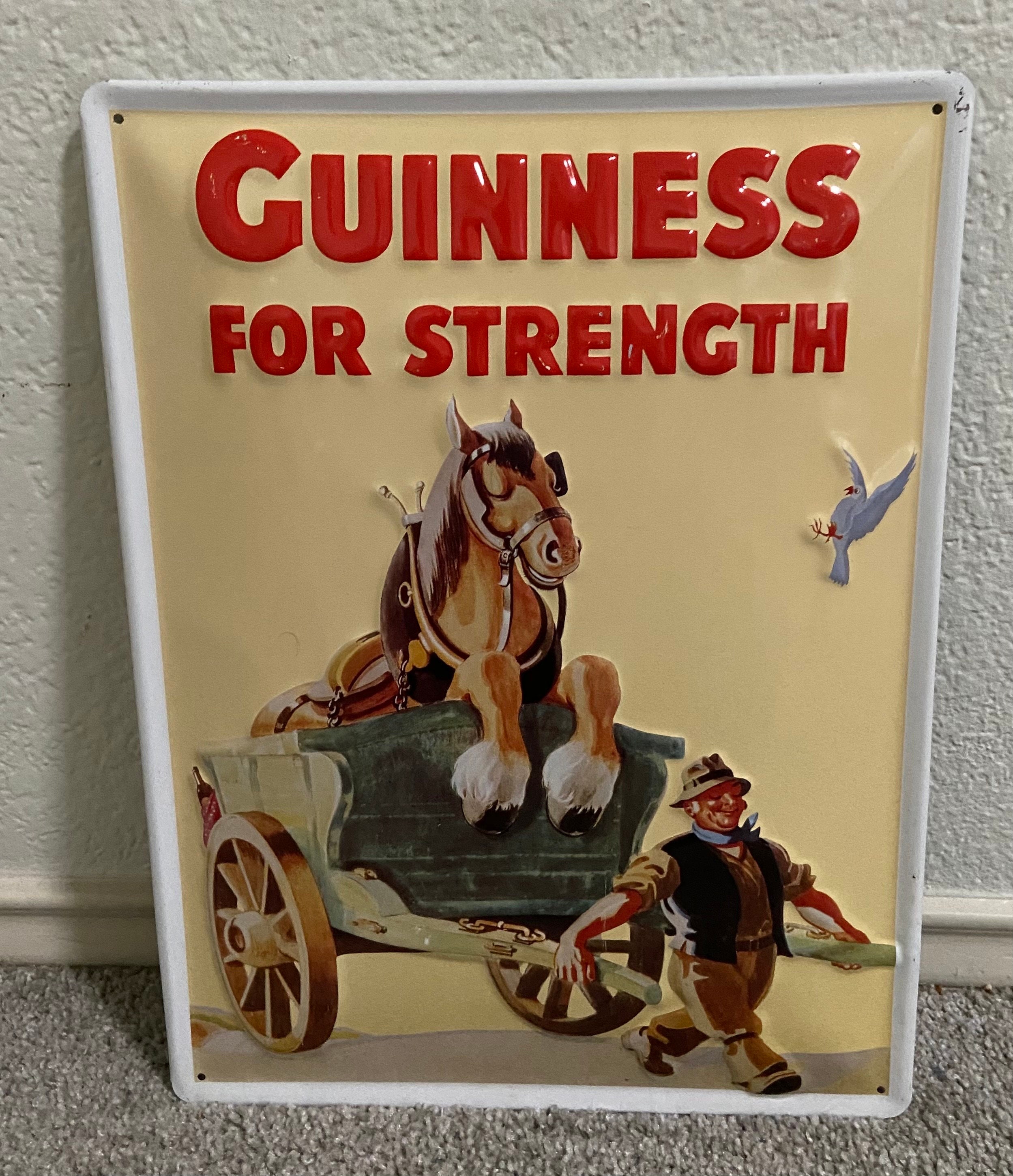 Vintage Guinness Horse and Cart Farmer Metal Embossed Tin Sign Guinness ...