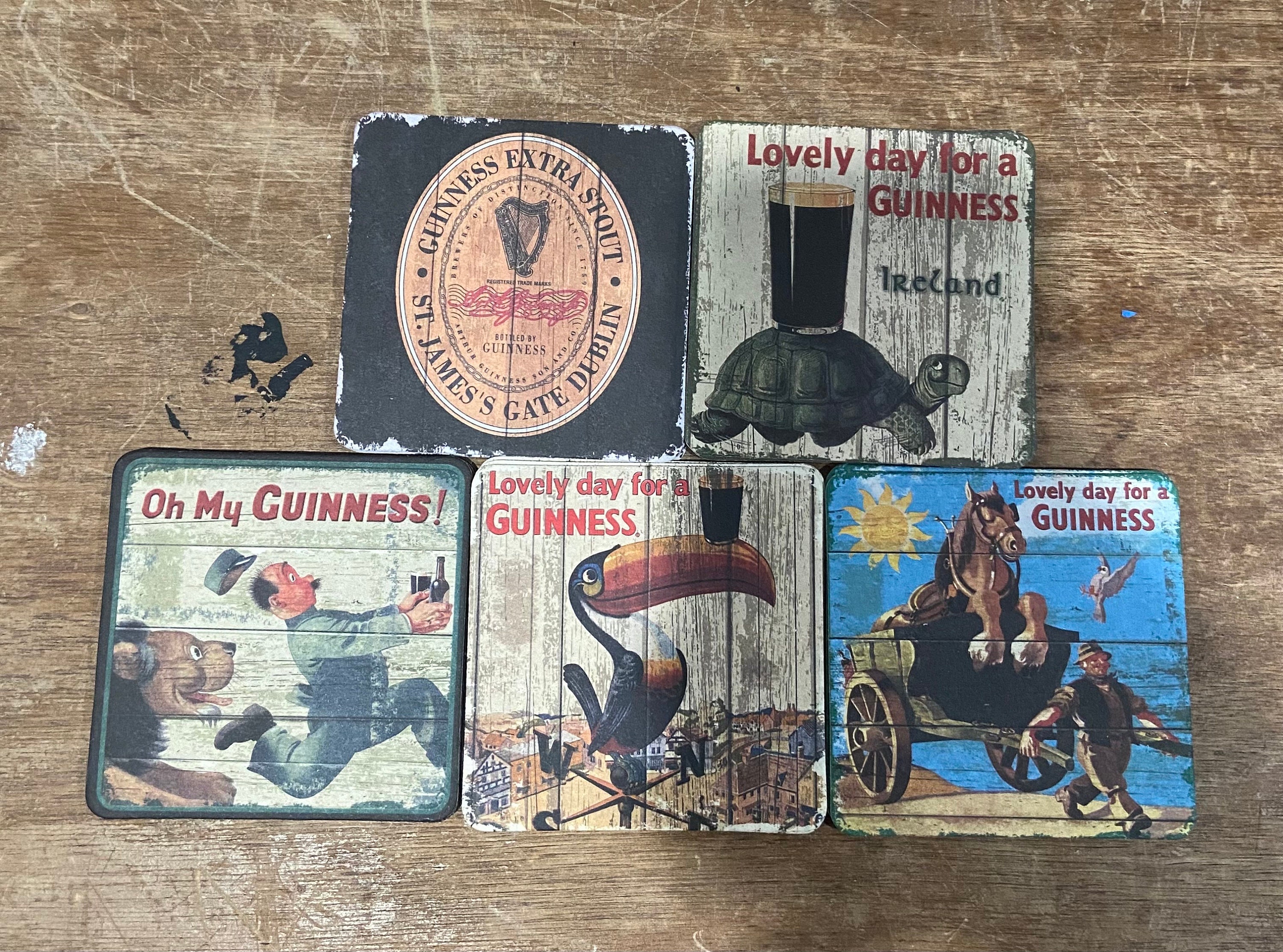 Guinness Coaster Beer Mats Set of 20 Assorted Toucan, Turtle, Horse ...