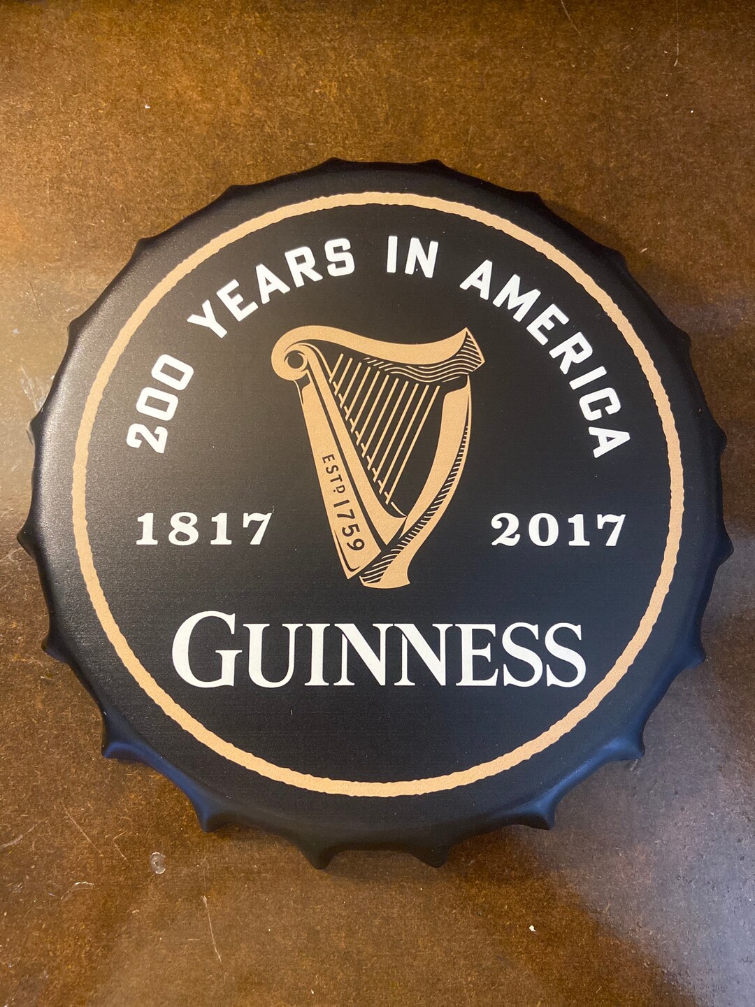 Guinness Bottle Cap Sign 200th Anniversary - Etsy