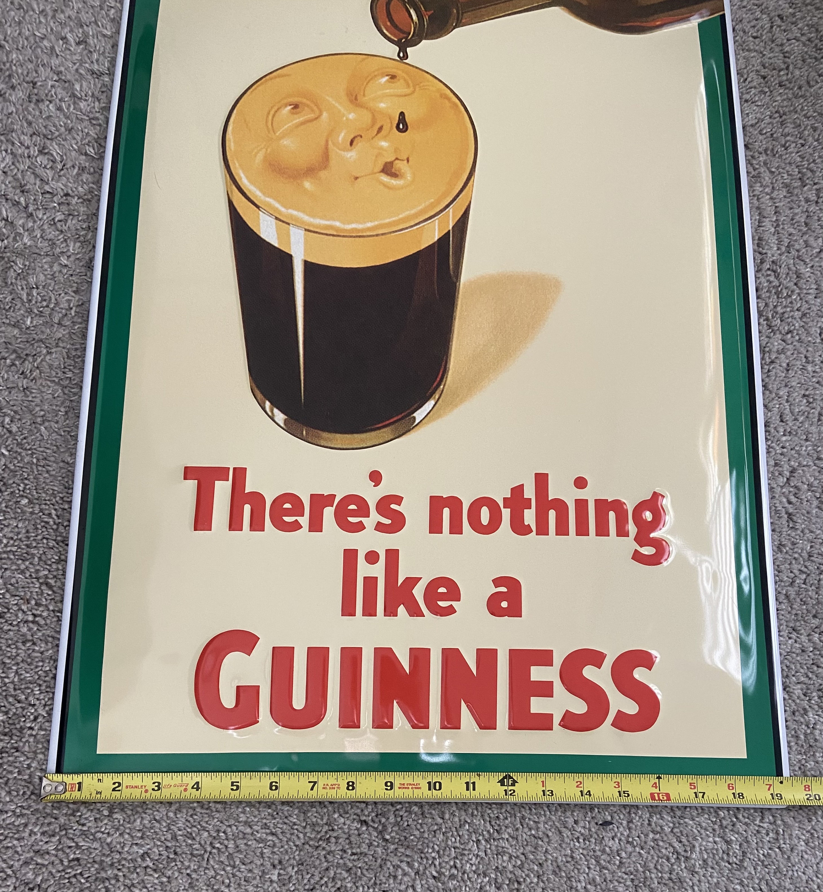 Vintage Guinness Smiling Pint Metal Tin Sign There’s Nothing Like a ...
