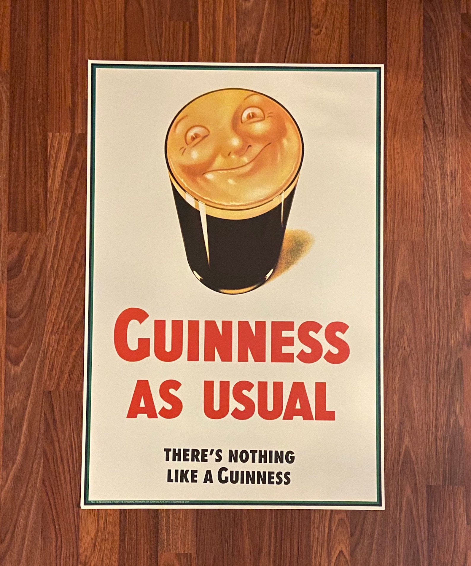 Guinness Poster Smiling Pint Guinness as Usual Theres Nothing Like a ...
