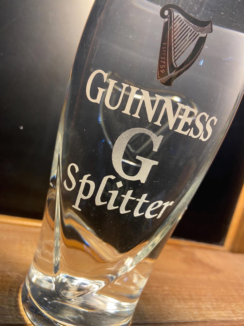 The G Splitter Guinness Beer Glass 20 Ounce Split the G Pint - Etsy