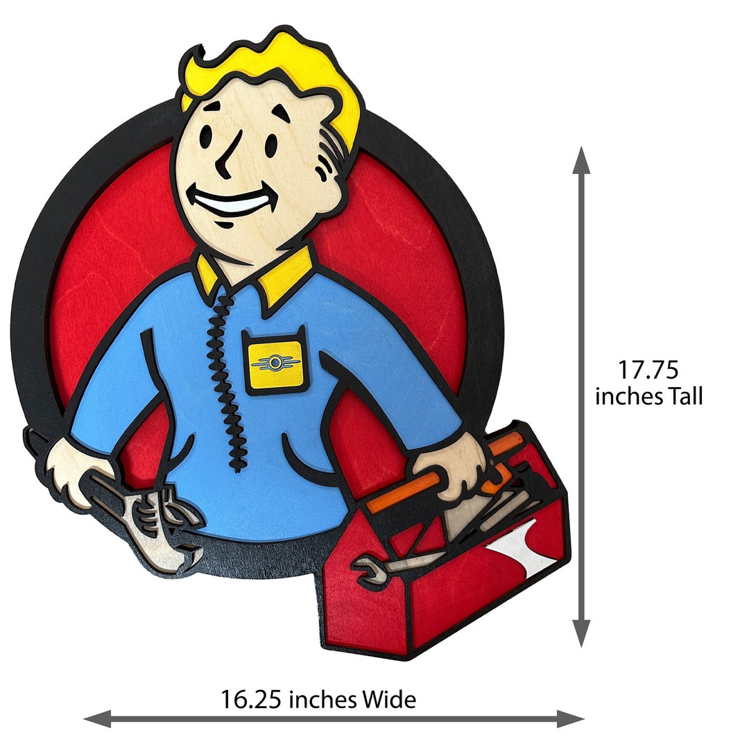 Vault Boy Repair Wooden Wall Art, Fallout, Video Game, Hang on Wall Man ...