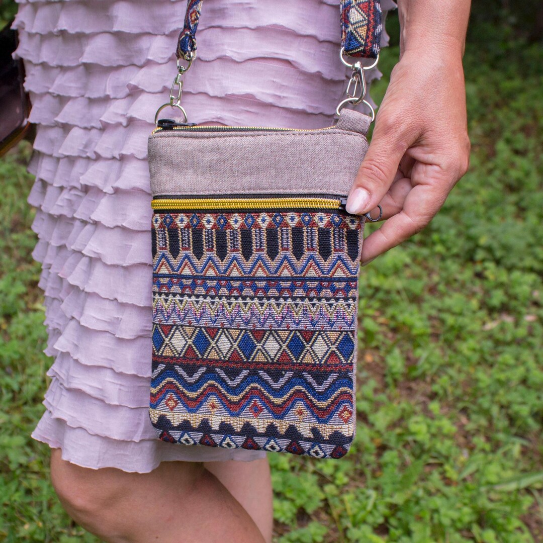 Boho Tapestry Crossbody Bag: Handmade Beige Sling Purse - Etsy