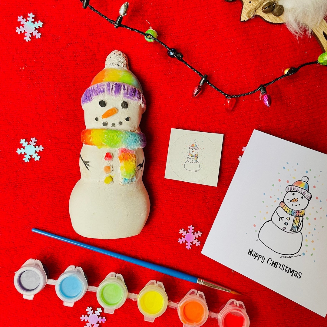 Christmas Paint Your Own Rainbow Snowman Unique Handmade Design - Etsy