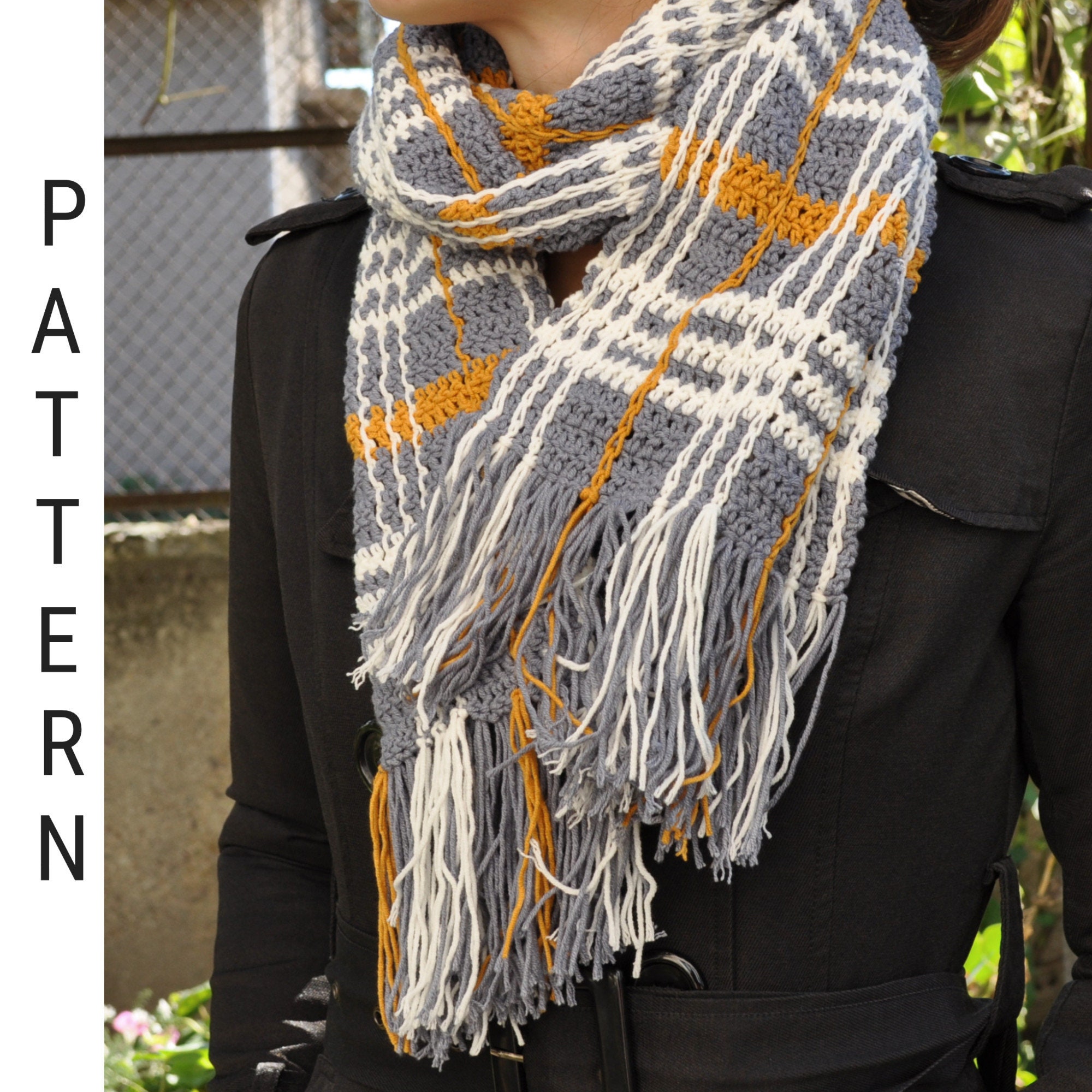 Danica Crochet Plaid Scarf Pattern PDF Download Tutorial - Etsy