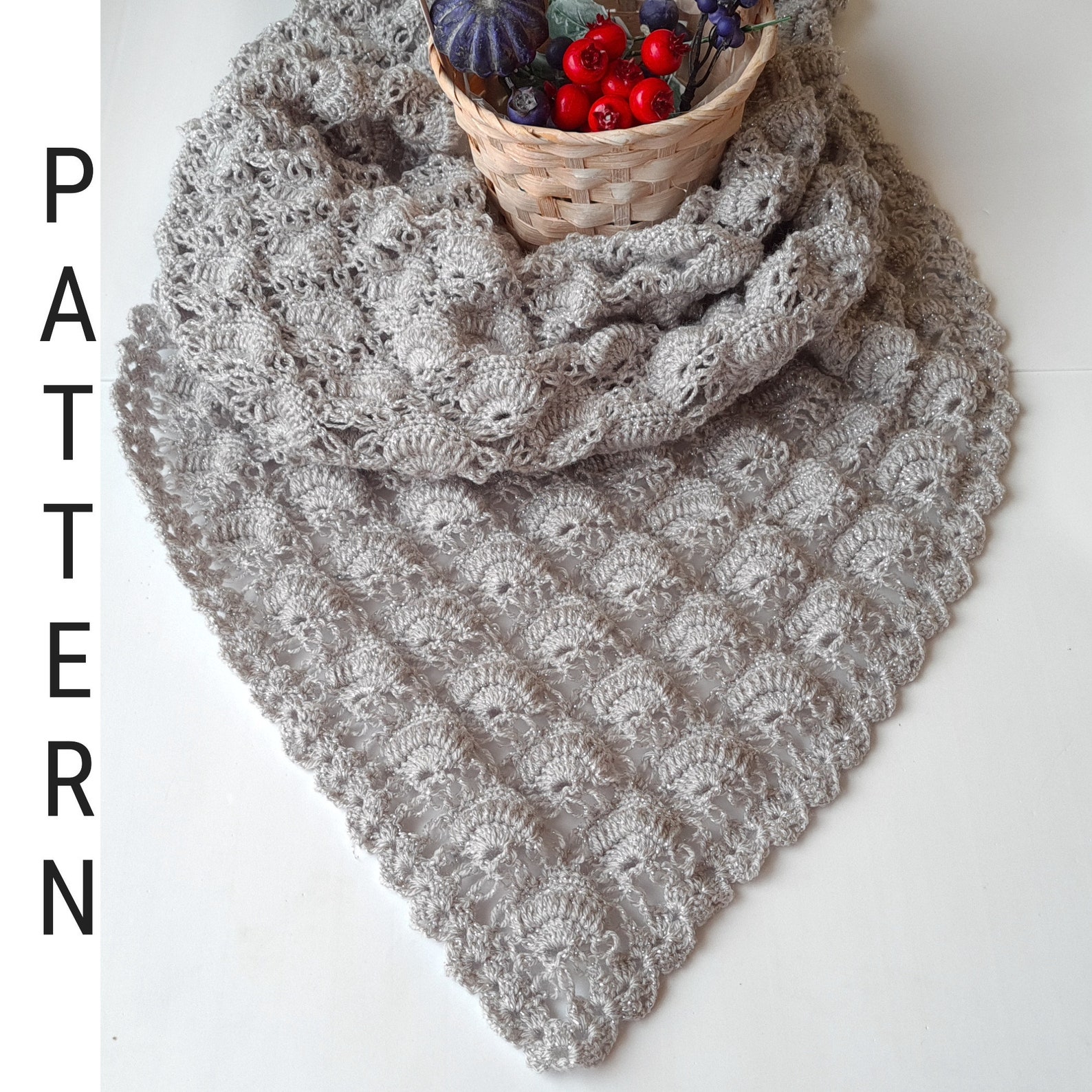 Simona Crochet Triangle Scarf Pattern PDF Download Tutorial - Etsy