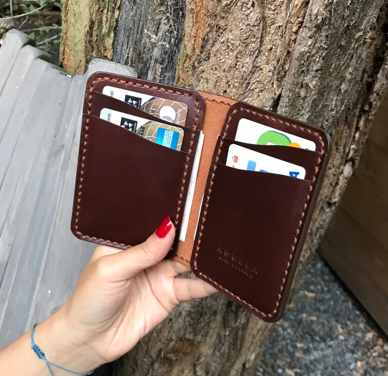 Leather Vertical Wallet Handmade Leather Wallet Mens - Etsy