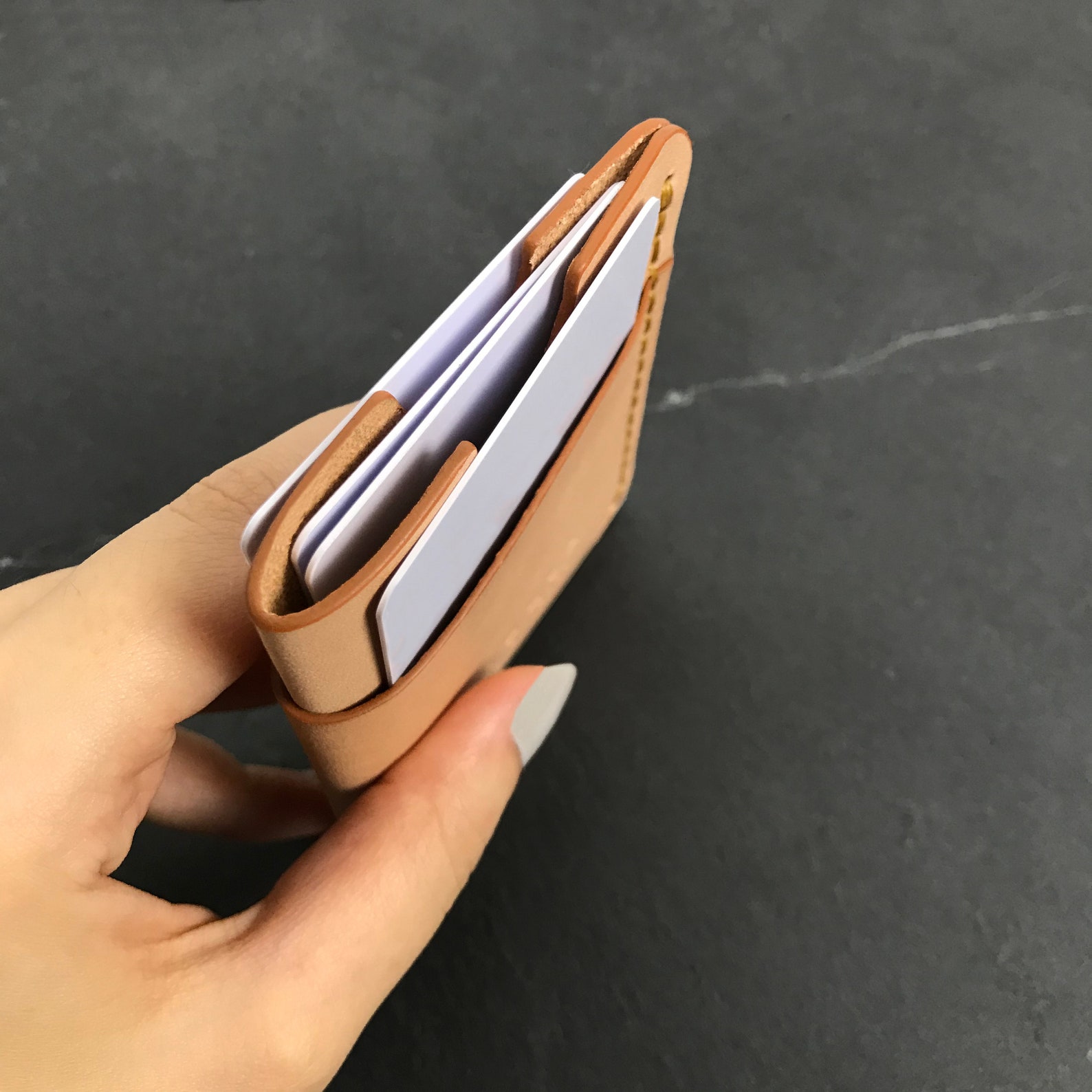 Leather Card Holder Handmade Leather Card Wallet Minimalist - Etsy