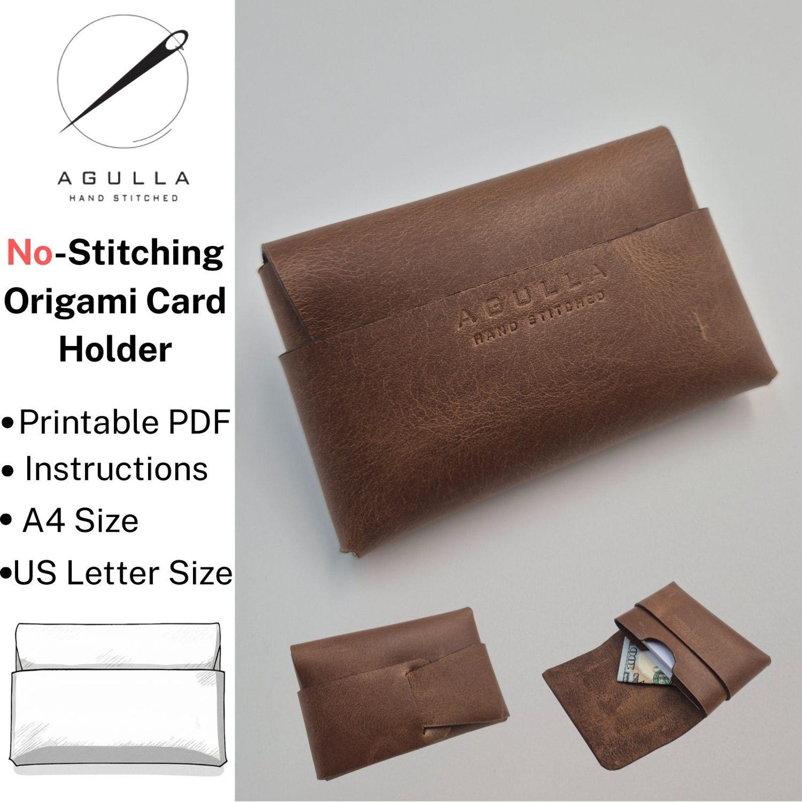 No Stiching Cardholder Pattern PDF, Stitchless Wallet Pattern, Leather ...
