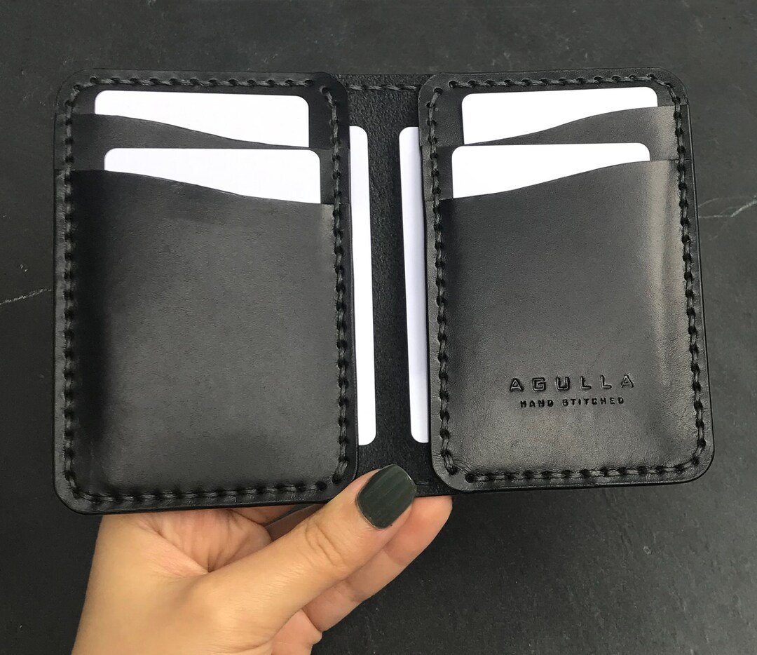 Leather Vertical Wallet, Handmade Leather Wallet, Mens Minimalist ...