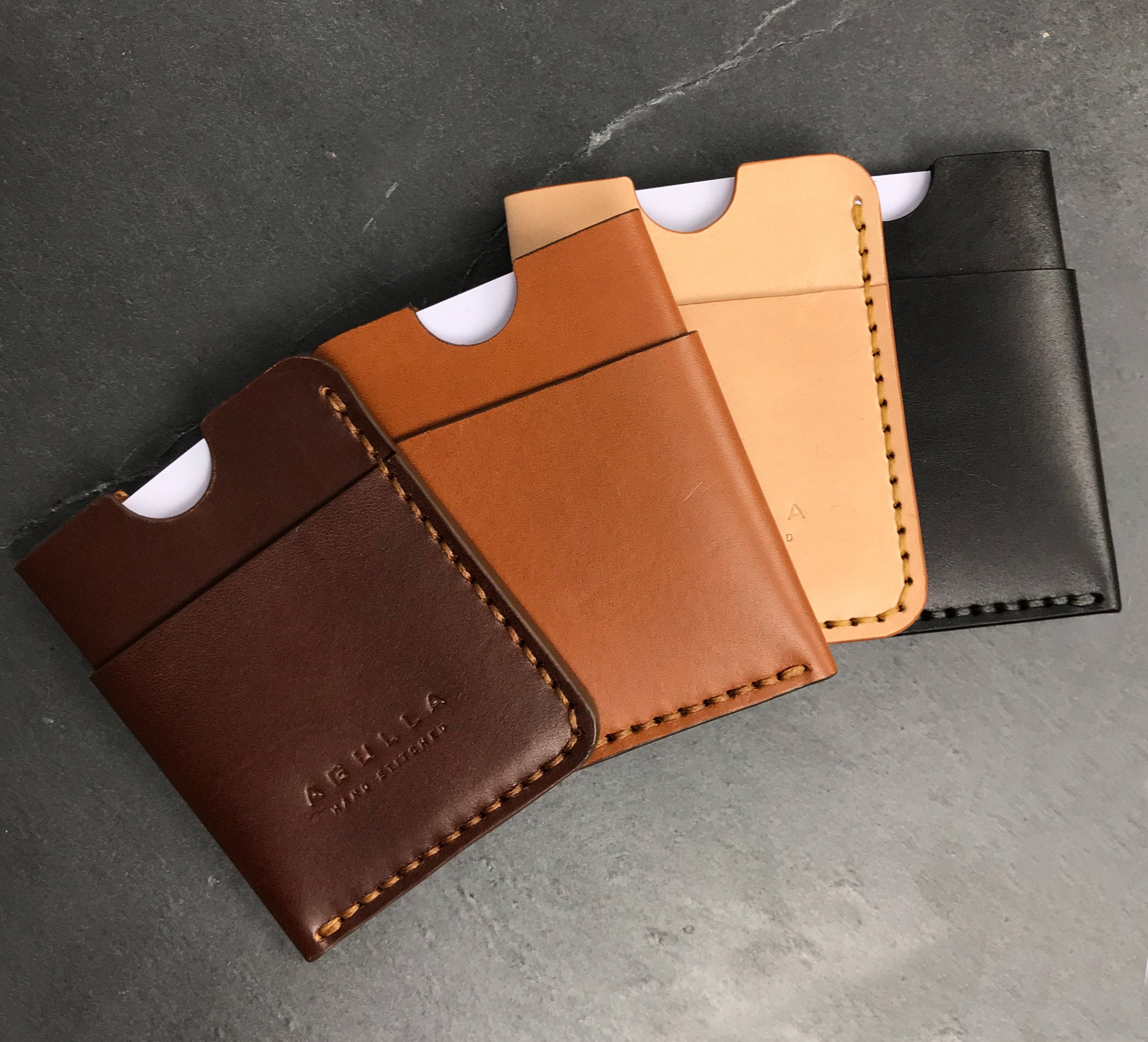 Leather Card Holder, Handmade Leather Card Wallet, Minimalist Wallet ...