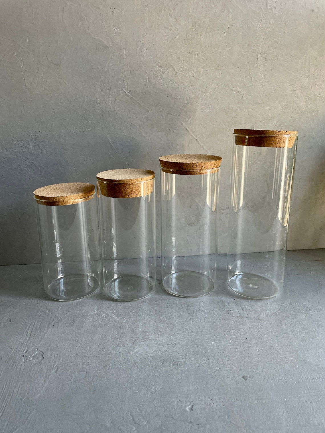 GLASS TUBE With CORK | Four Sizes | Eco Glass | Home Storage ...