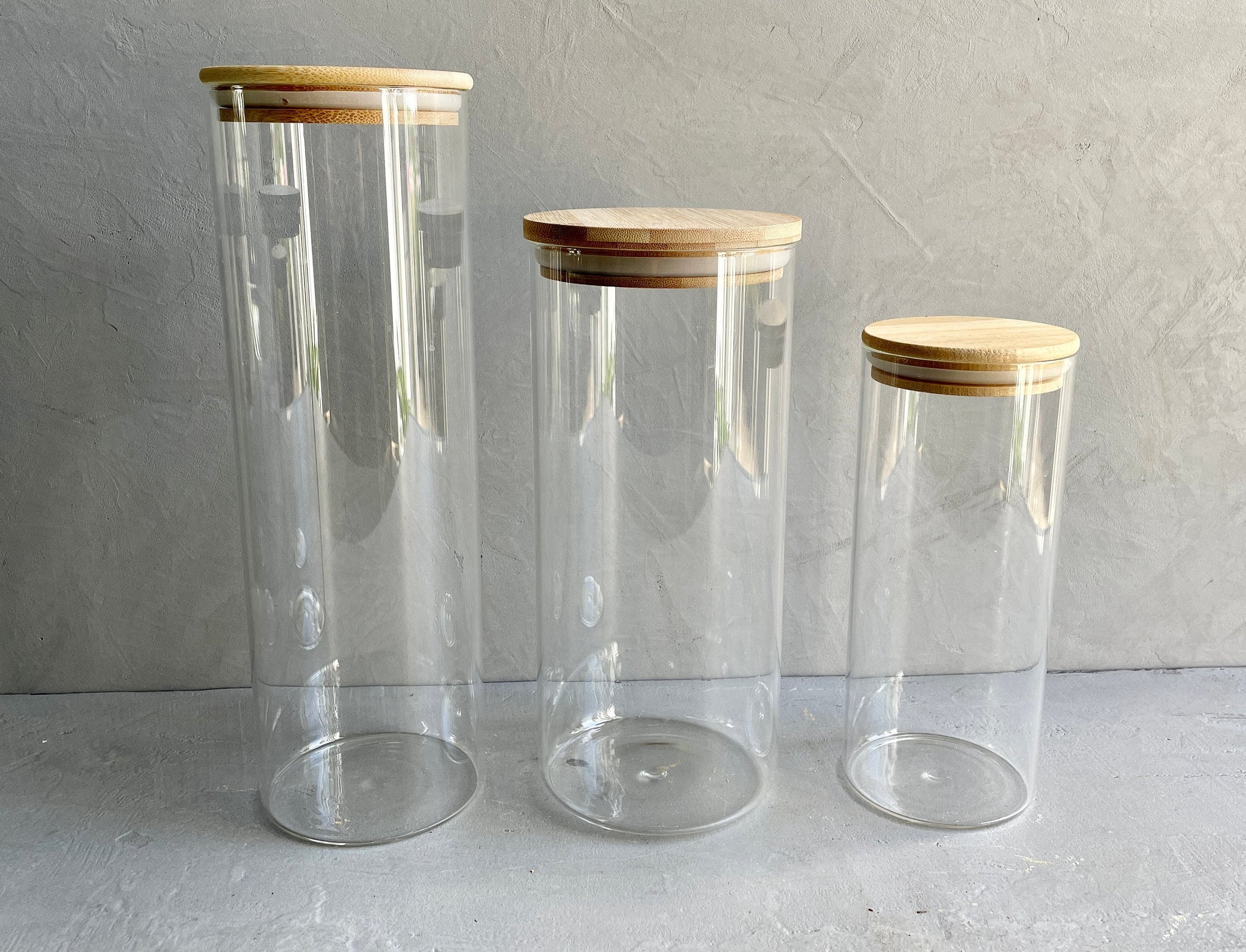 GLASS TUBE JARS | Three Sizes | Eco Glass | Home Storage | Terrarium ...