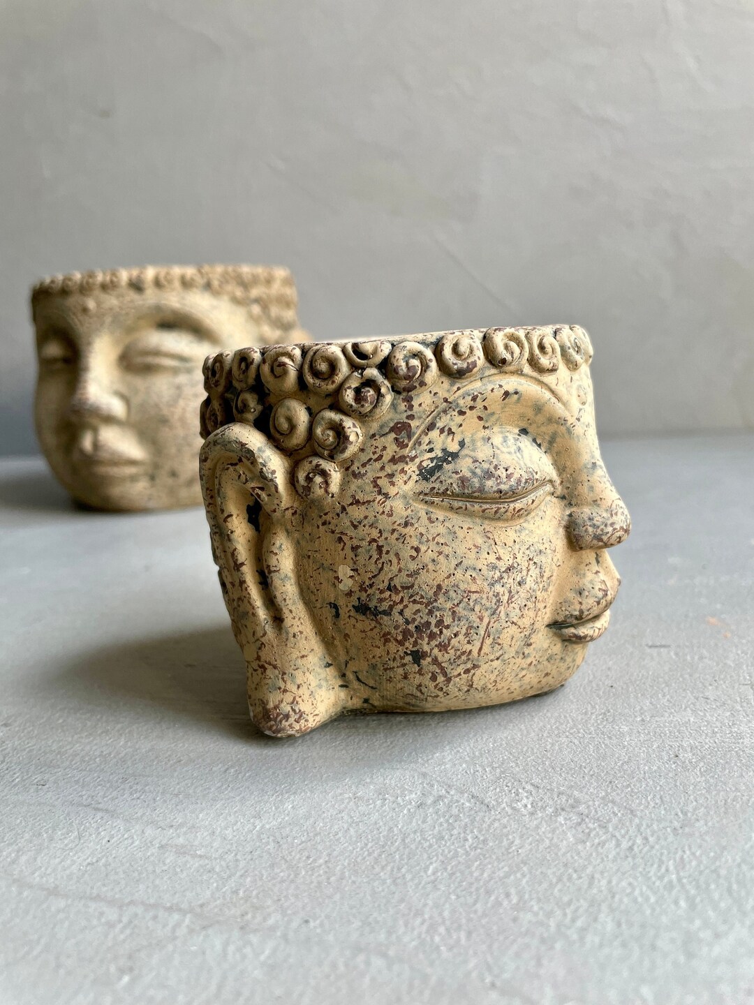 BUDDHA HEAD POTS Asian God Head Style Pot Trendy Design Solid Clay Pot ...