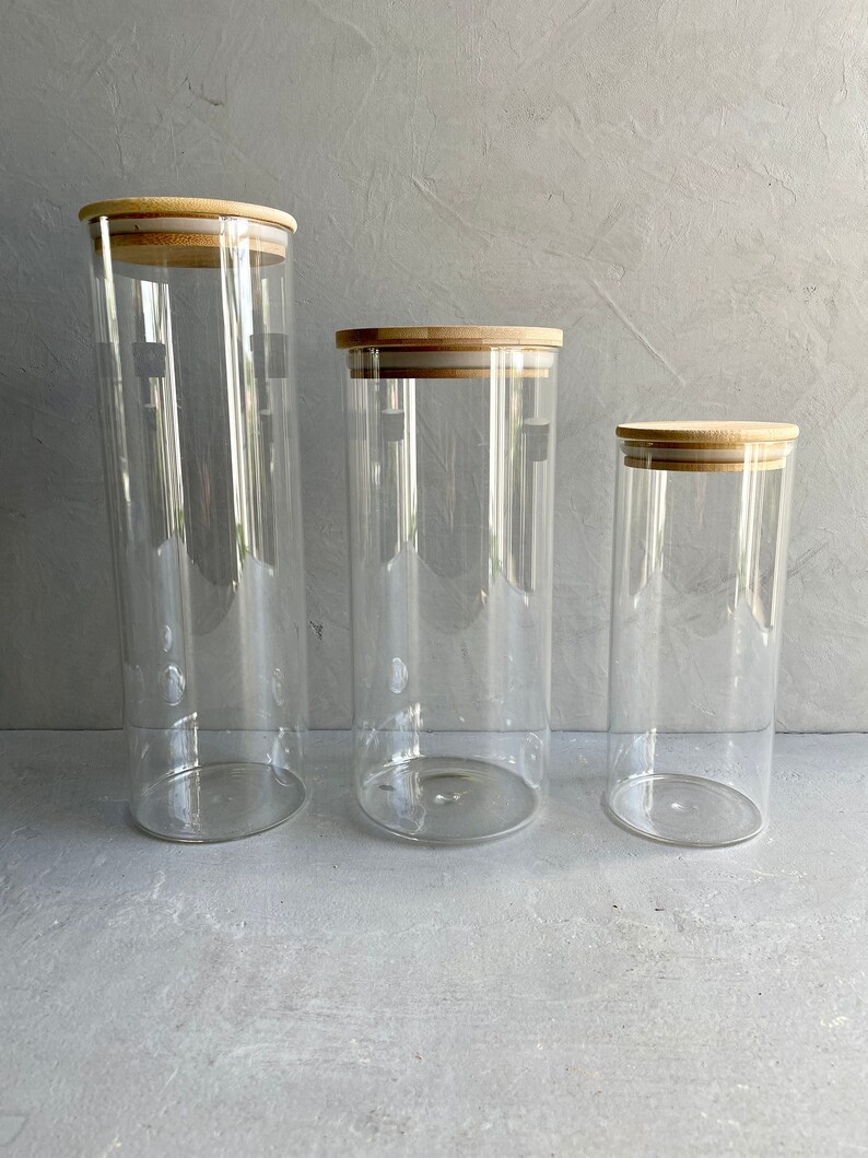 GLASS TUBE JARS | Three Sizes | Eco Glass | Home Storage | Terrarium ...