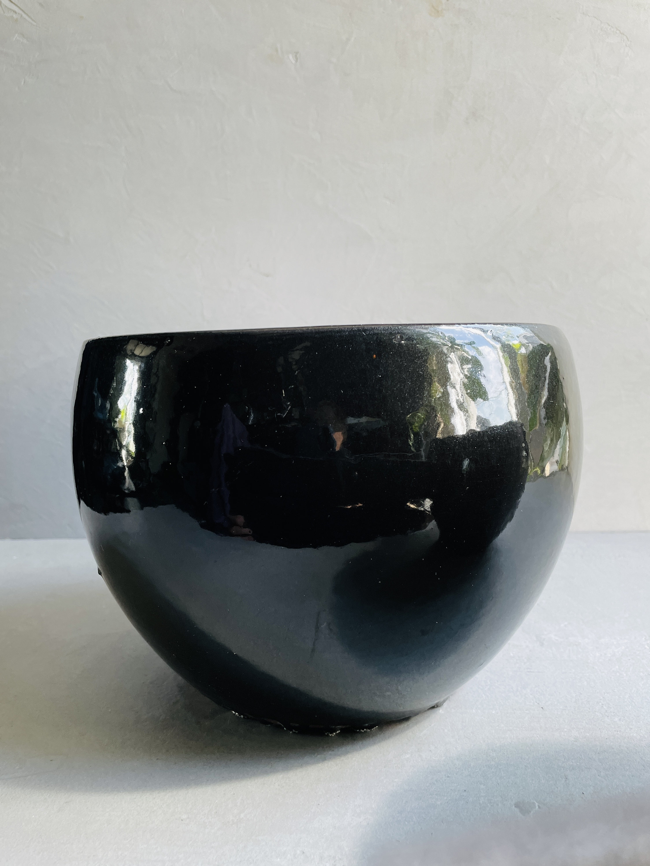 ROUND BLACK POT Gloss Glazed Clay Pot Round Belly Shape - Etsy UK