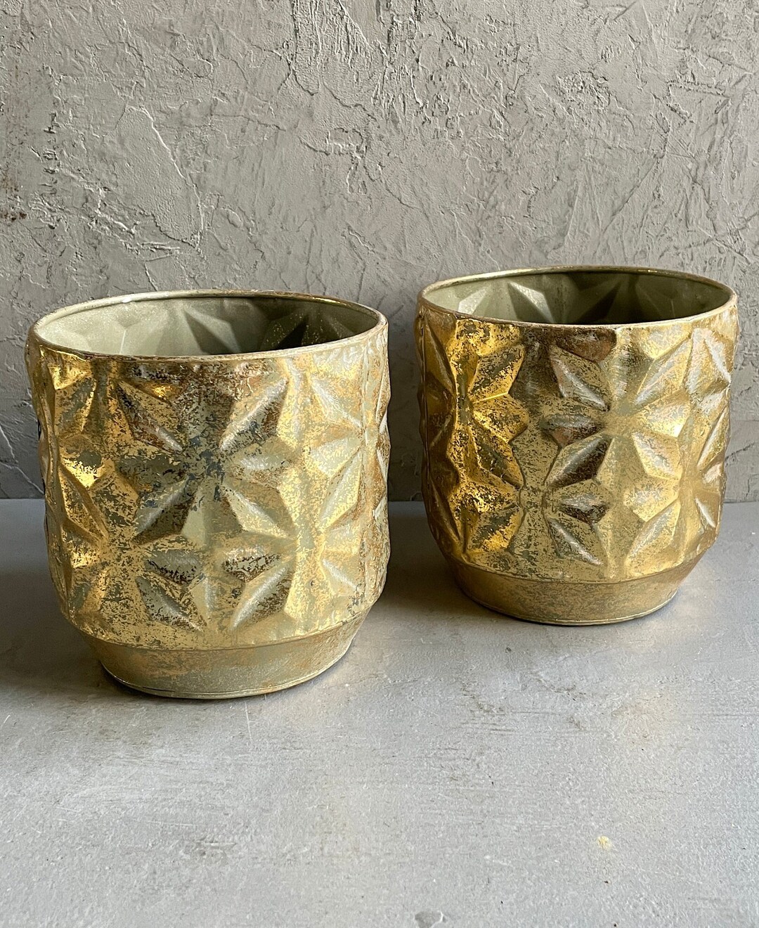 Decorative Antique Gold Metal Pot | Simple Design | No Drainage Hole ...