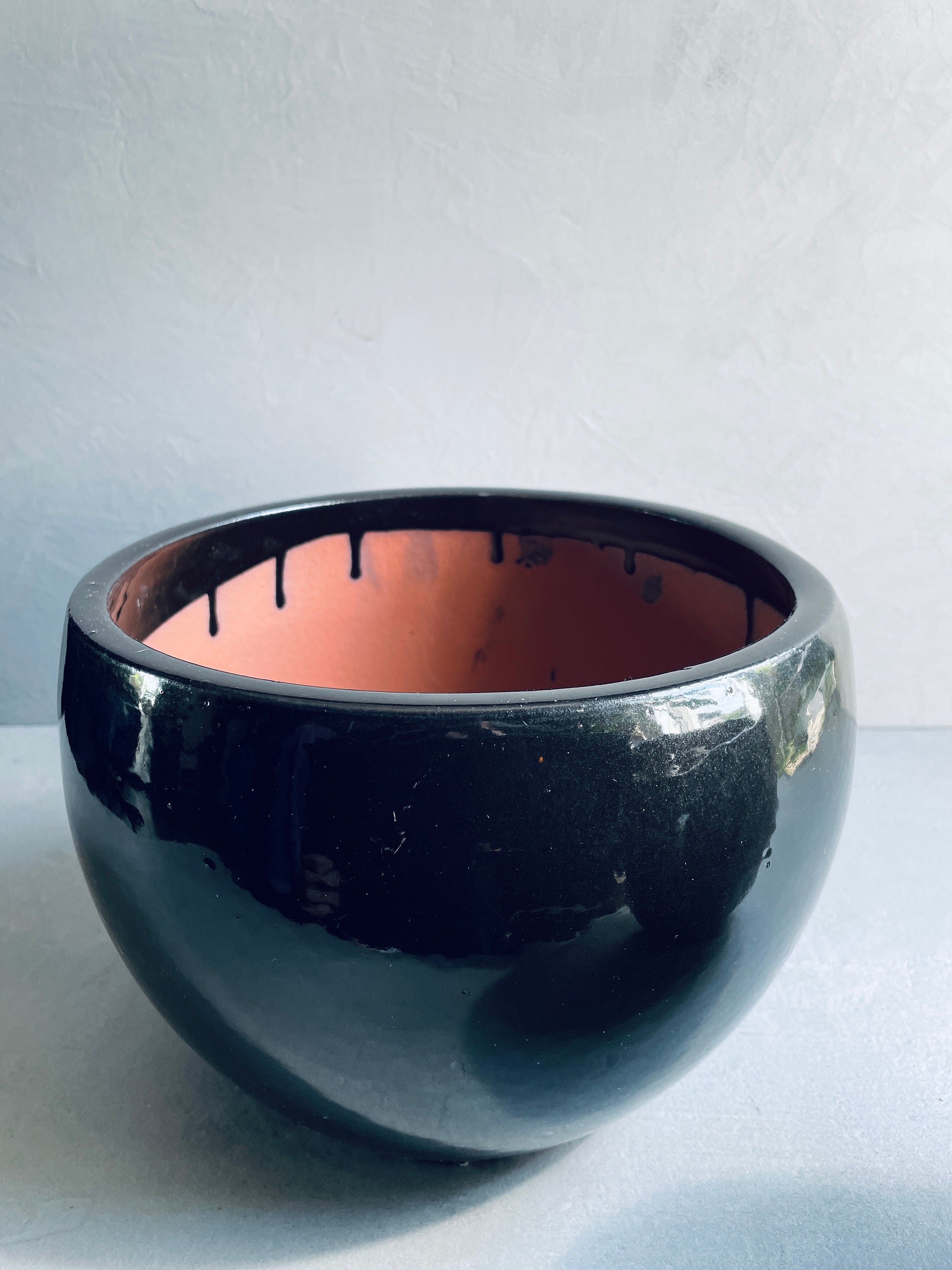ROUND BLACK POT Gloss Glazed Clay Pot Round Belly Shape - Etsy UK