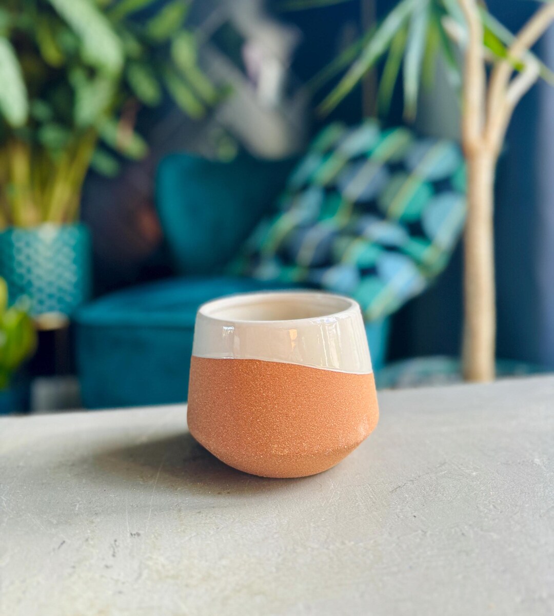 Small RUSTIC CERAMIC GLAZED Pot | Retro Style Pot | Minimalistic Design ...