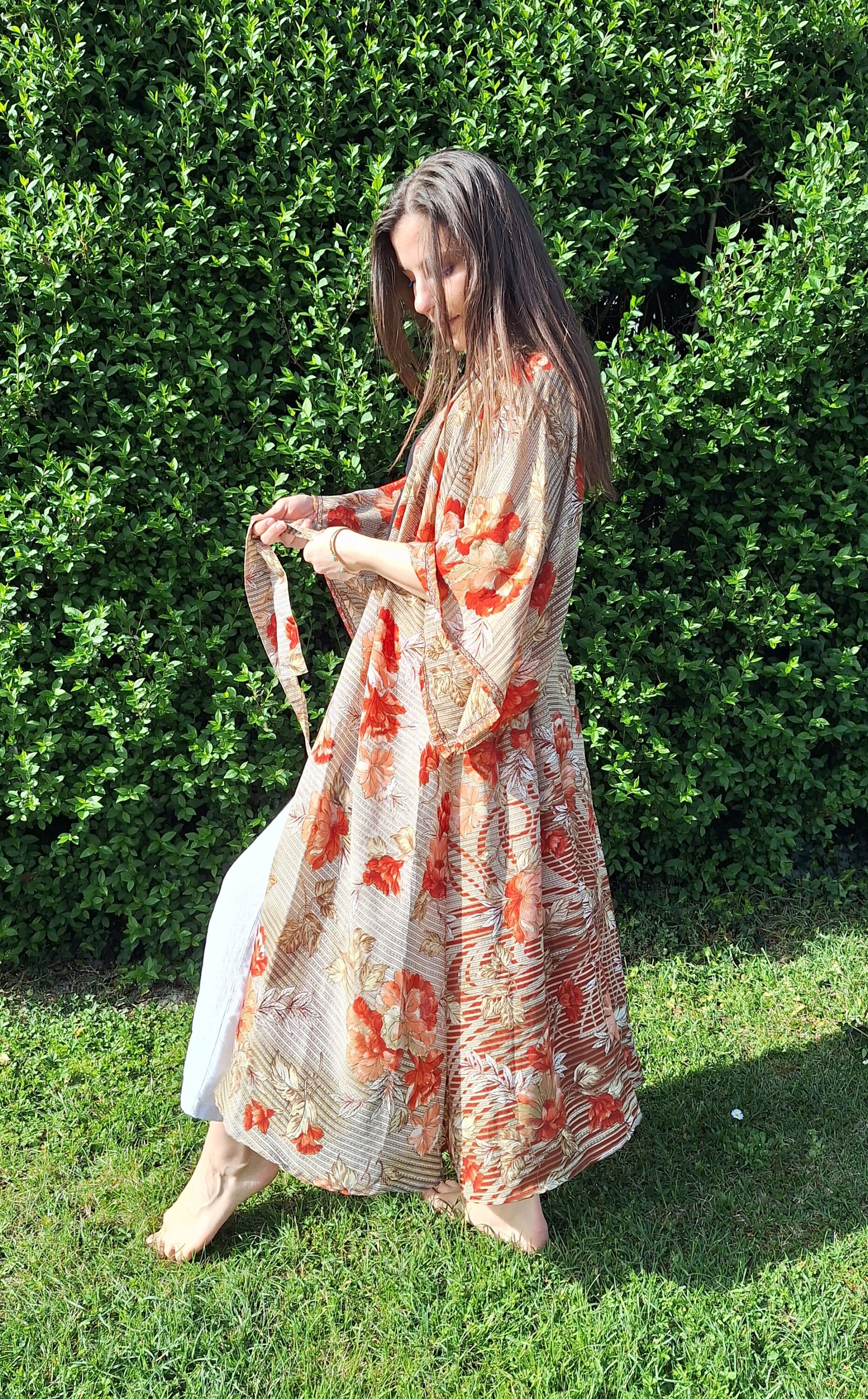 Long Silk Kimono, Silk Gown, Throw Ower, Pure Silk Robe - Etsy