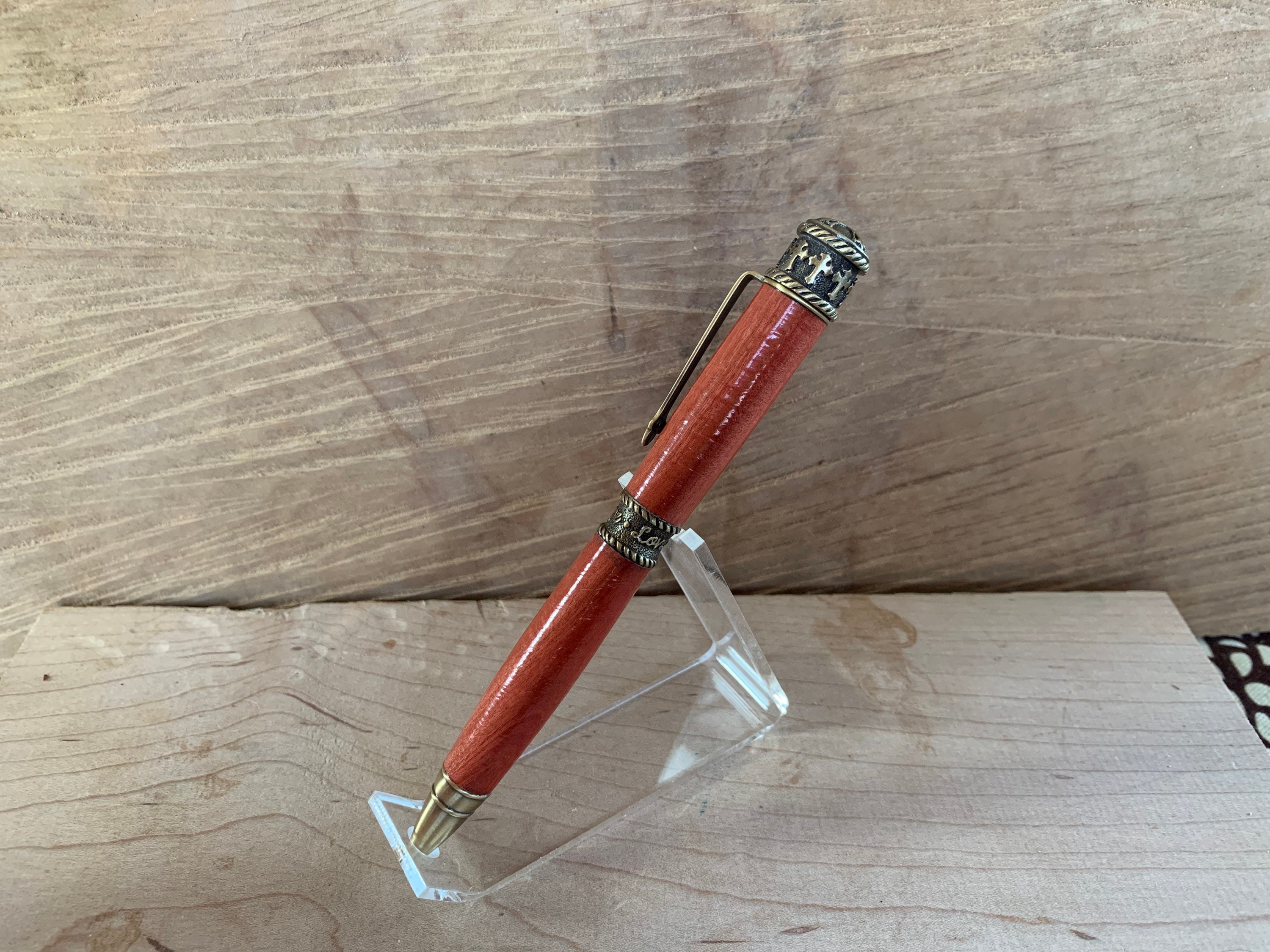 Faith Hope Love Pen made with Pink Ivory Wood, wood pen, Faith Hope Love