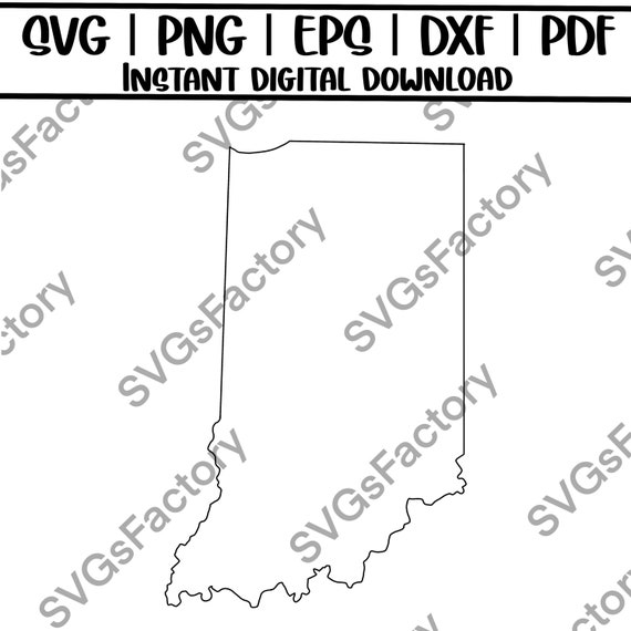 Indiana State SVG and PNG Indiana Outline State Silhouette | Etsy