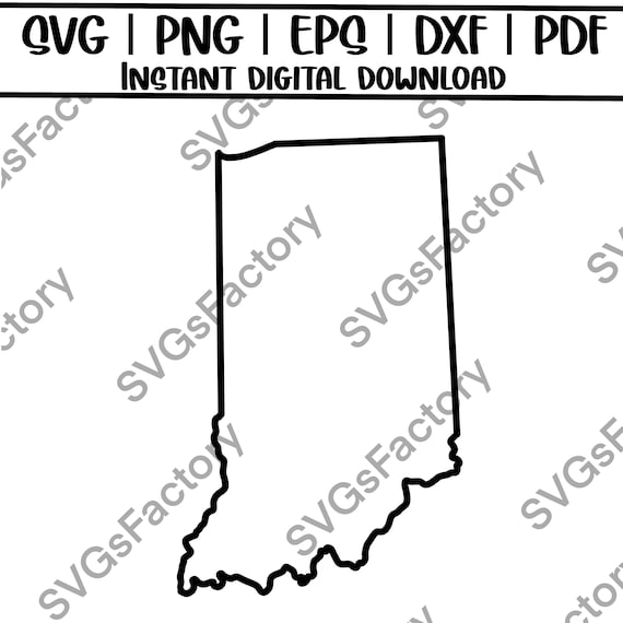 Indiana State SVG and PNG Indiana Outline State Silhouette | Etsy