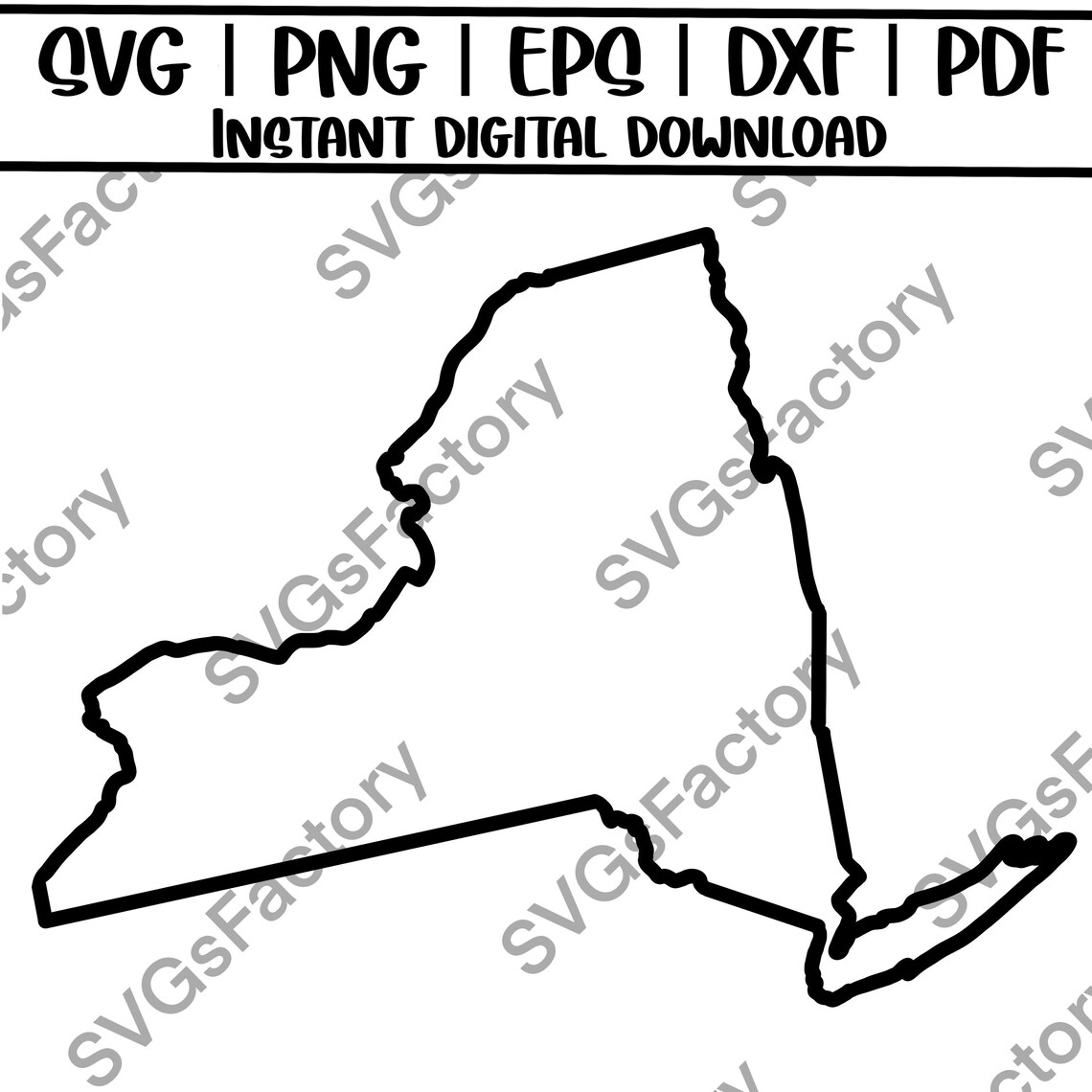 New York State SVG and PNG New York Outline State | Etsy