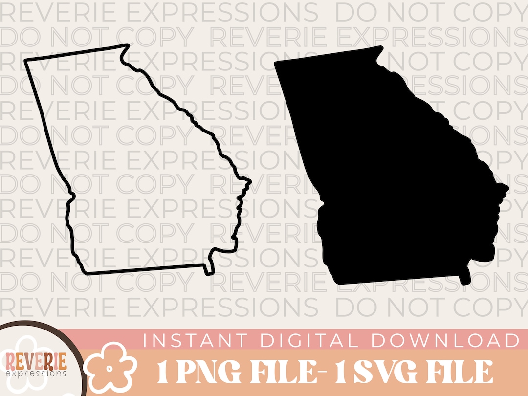 Georgia State SVG and PNG Georgia Outline State Silhouette - Etsy