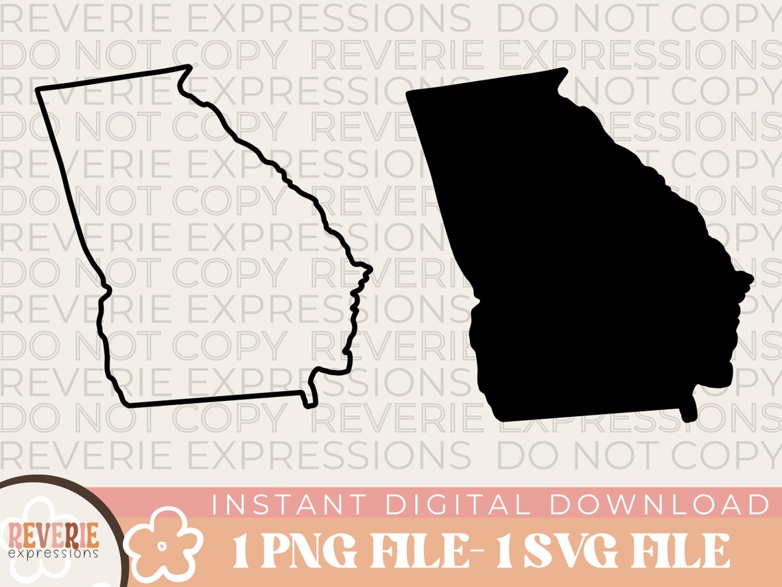 Georgia State SVG and PNG Georgia Outline State Silhouette - Etsy
