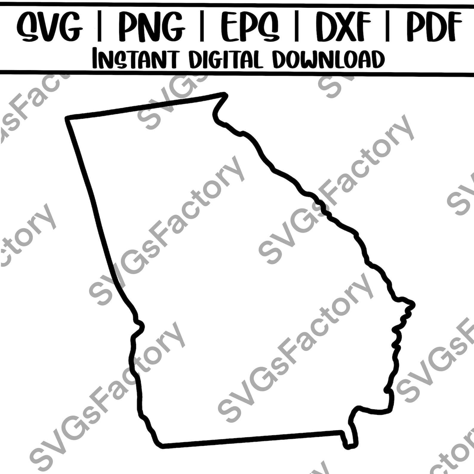Georgia State SVG and PNG Georgia Outline State Silhouette | Etsy