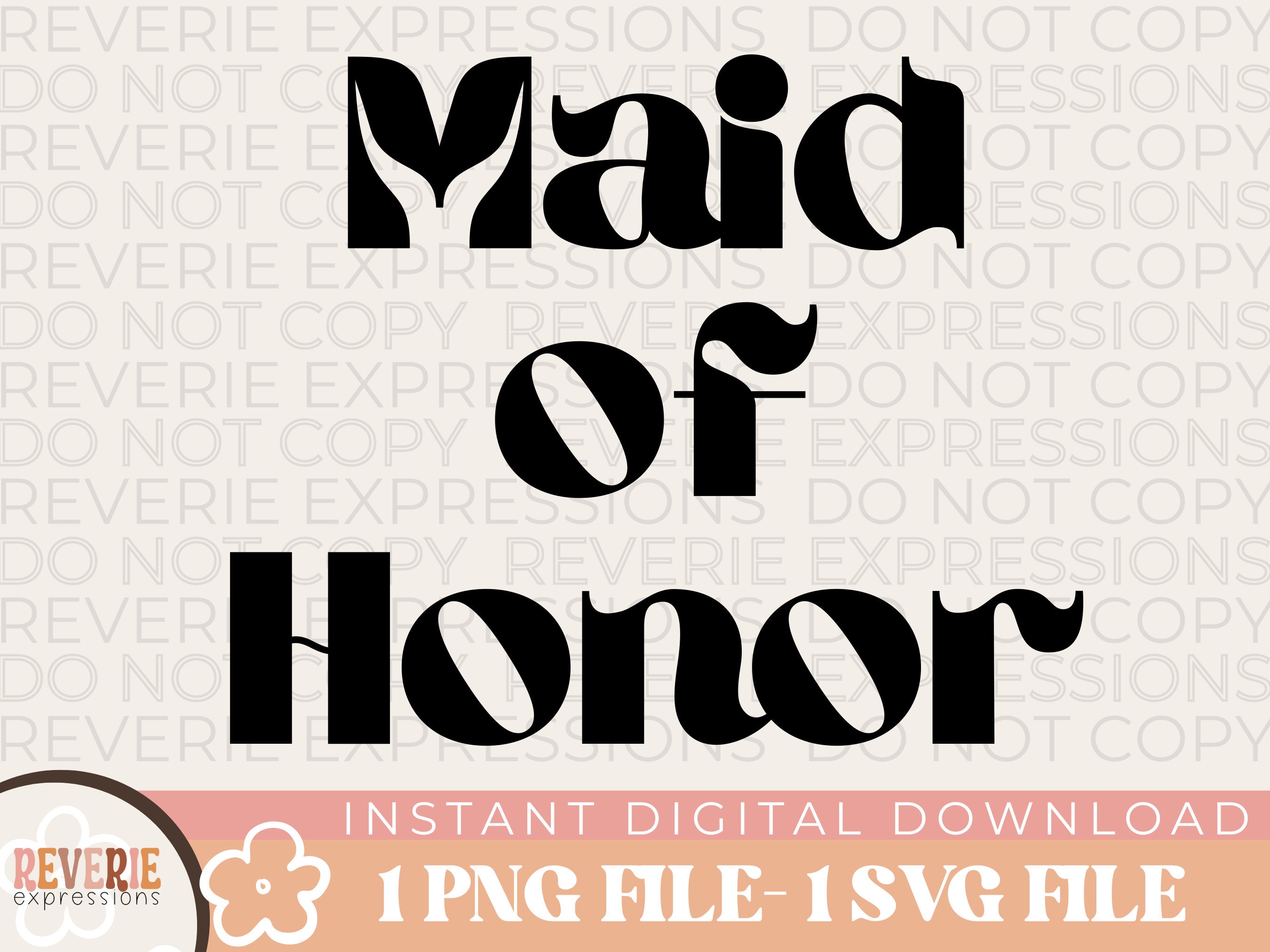 Maid of Honor Text SVG and PNG Wedding Party Script Design - Etsy